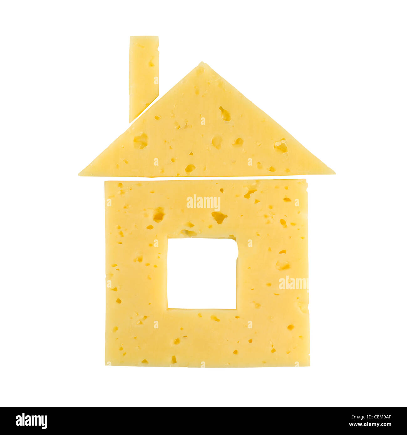 House made of cheese isolated on white background Stock Photo - Alamy