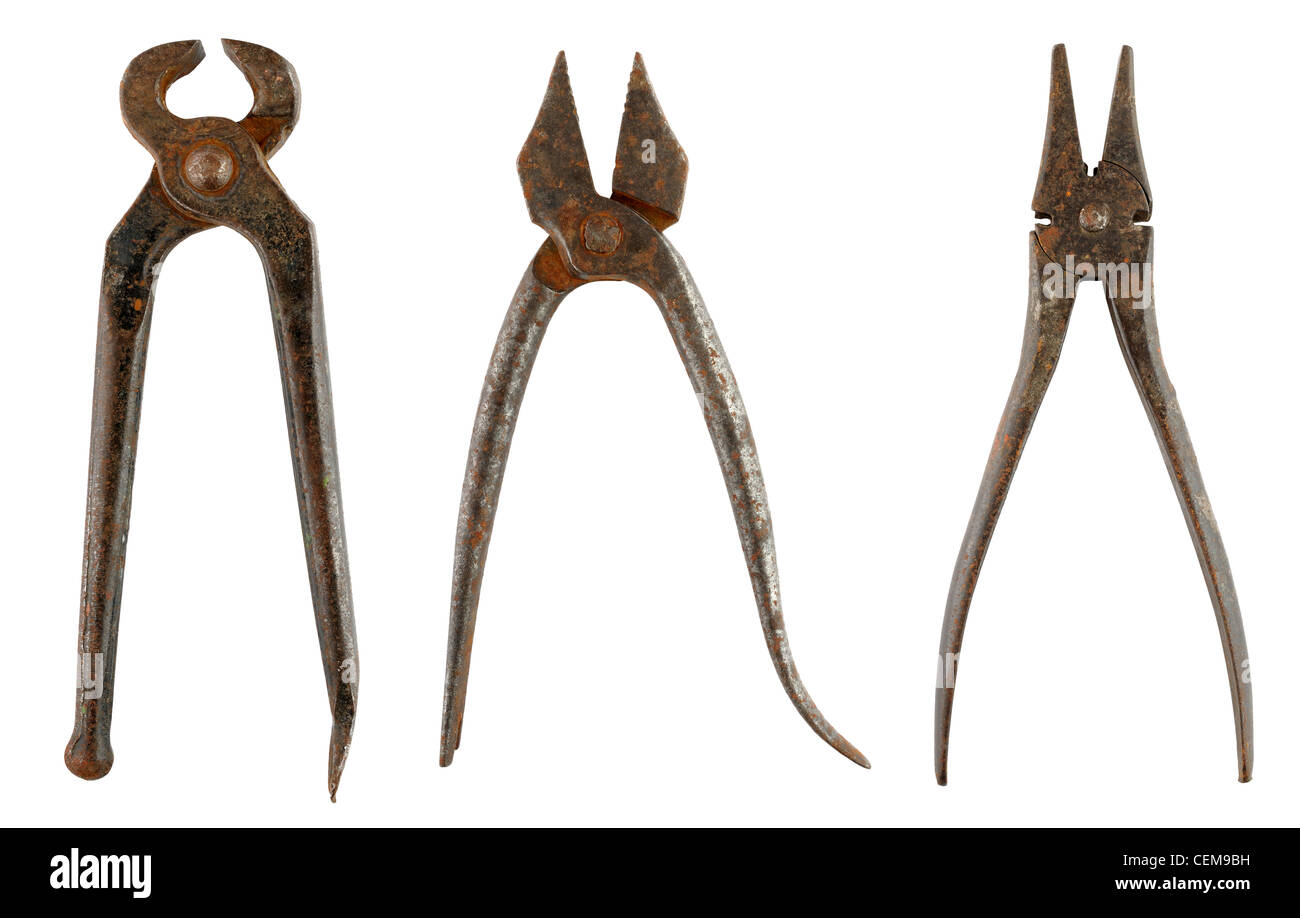 Old rusty pliers isolated on white background Stock Photo - Alamy