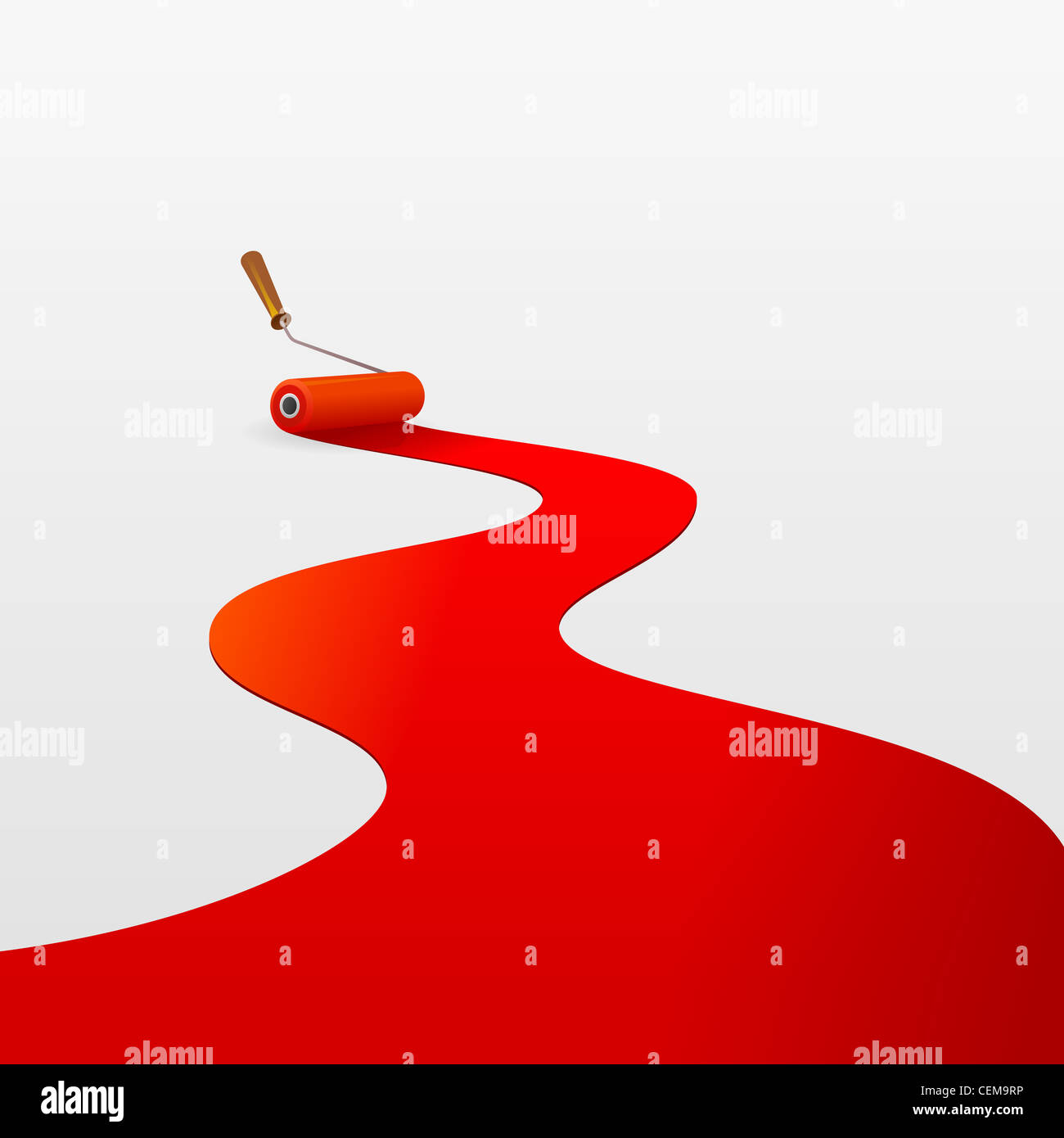 Red Paint and Roller - Illustration of Paint Roller and red perspective ...
