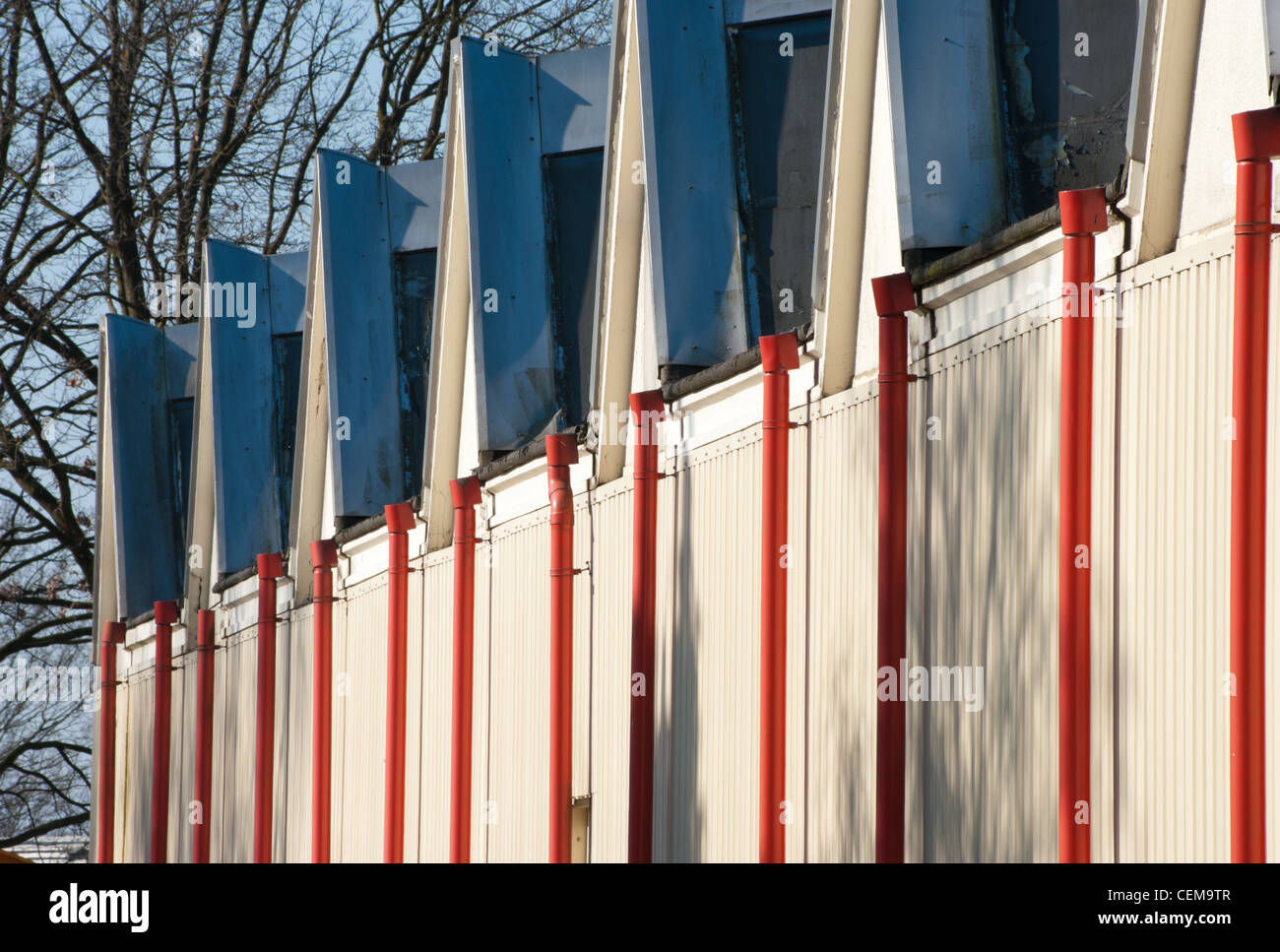 facade of a classical factory building left over from the textile ...