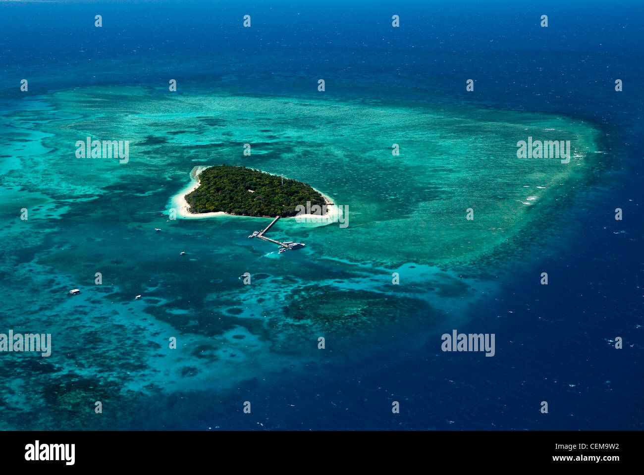 Aerial view of Green Island - a coral cay near Cairns. Great Barrier ...
