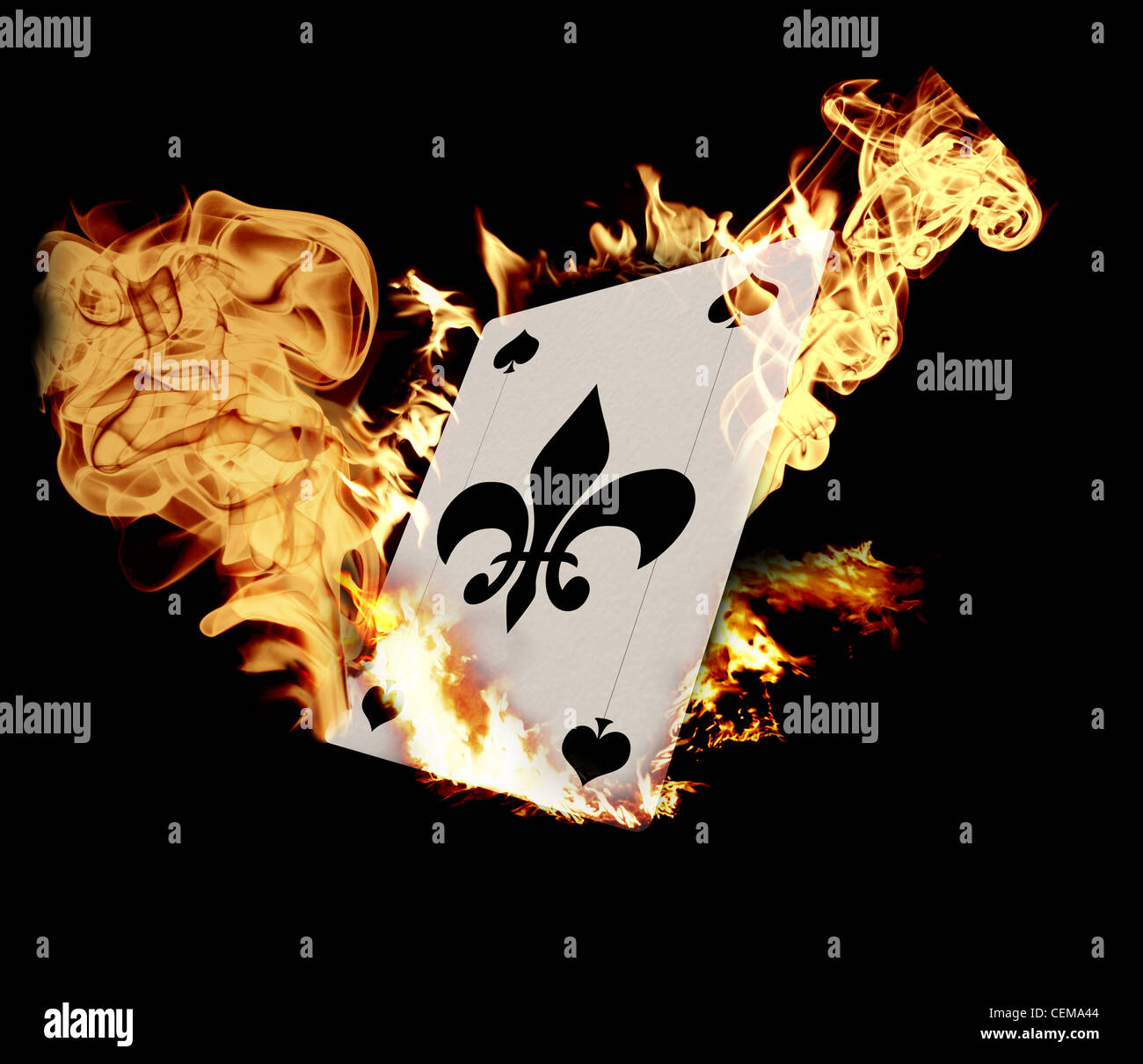 Burning Card illustration over black background Stock Photo - Alamy