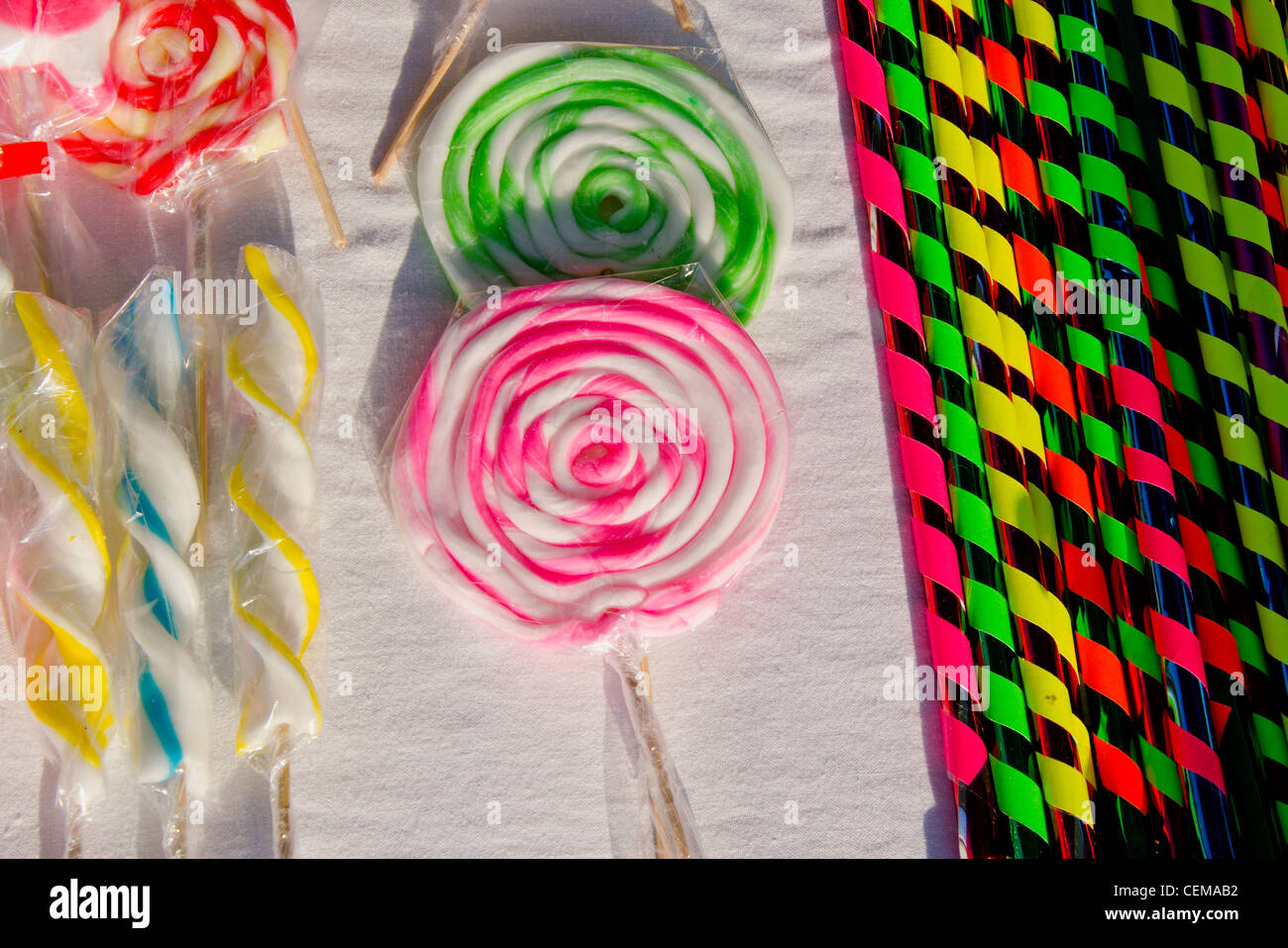 Colorful candy sold in street fair market. Sweets trade field Stock ...