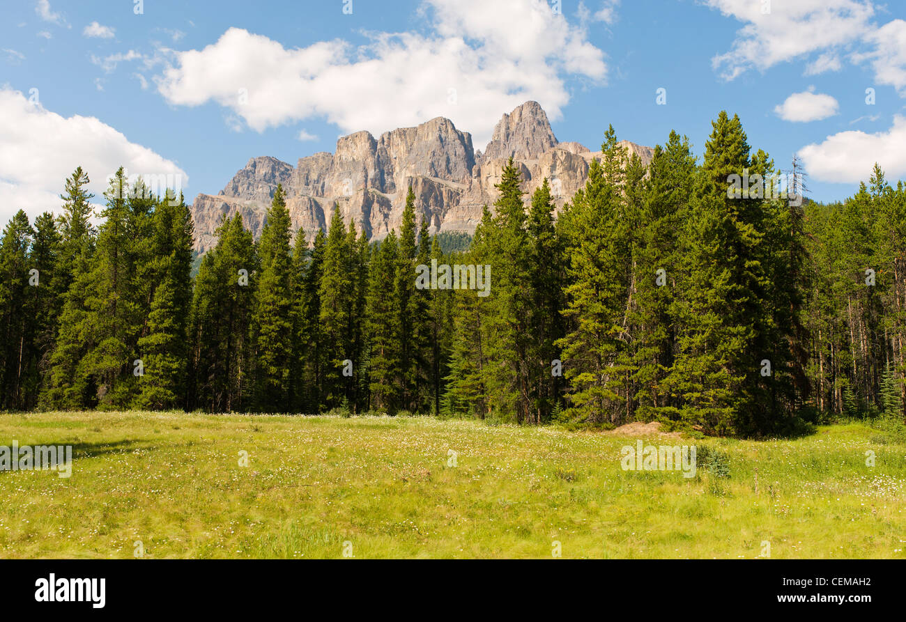Castle Mountain, see from a viewpoint on the Bow Valley Parkway ...