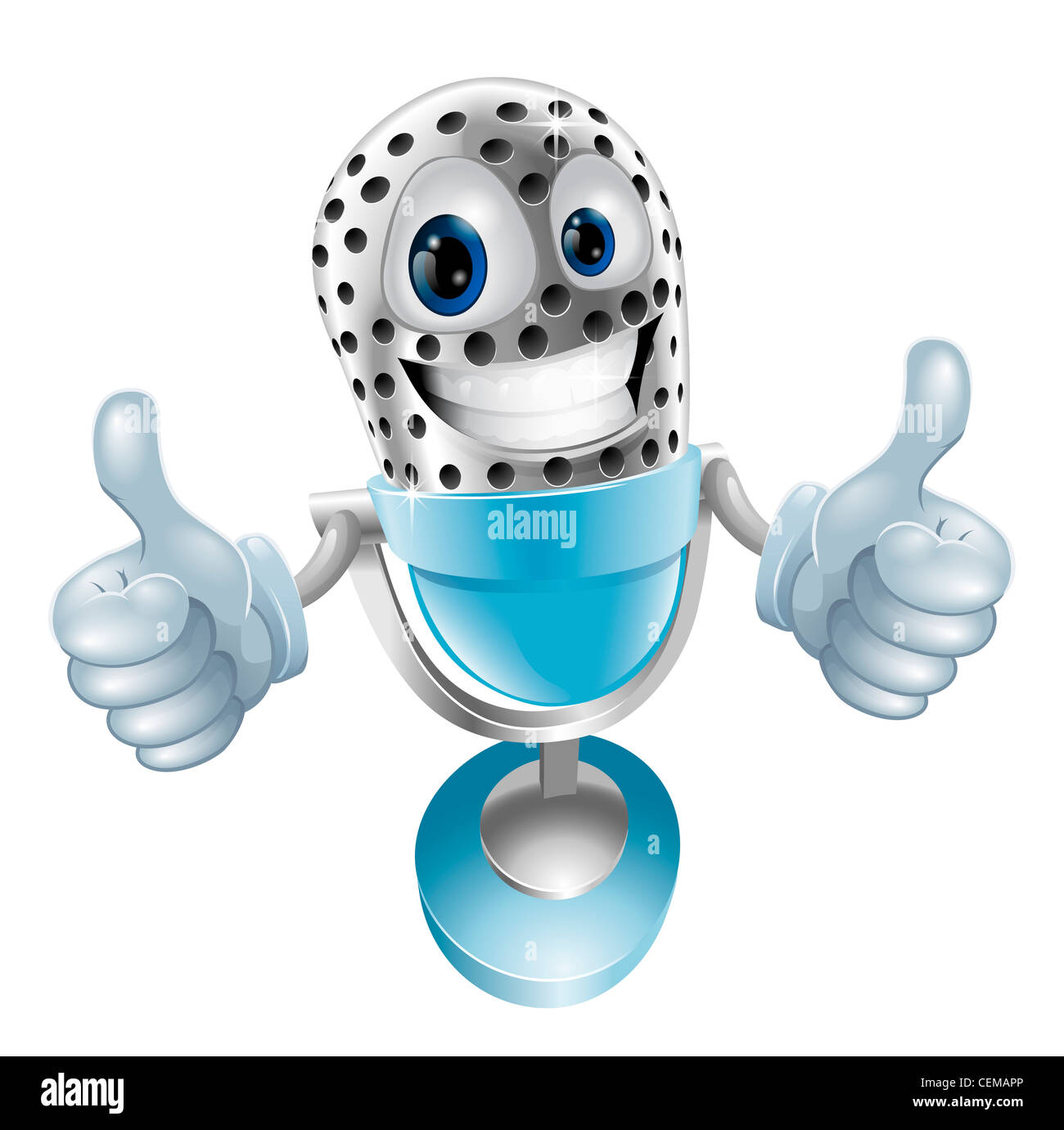 Microphone cartoon character giving double thumbs up illustration Stock ...