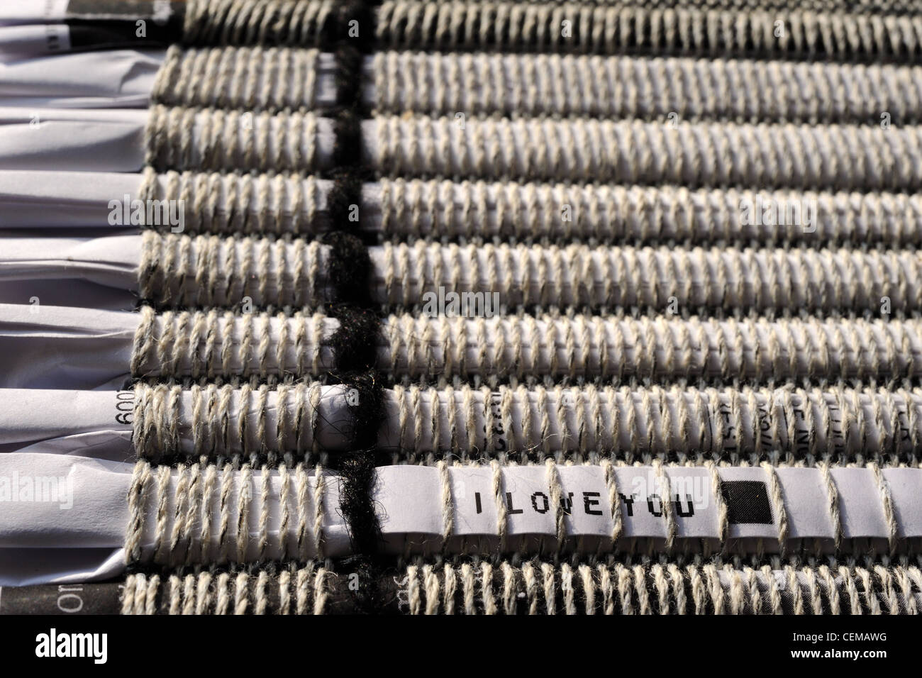 Tablecloth, hand made of waste paper and newspapers Stock Photo - Alamy