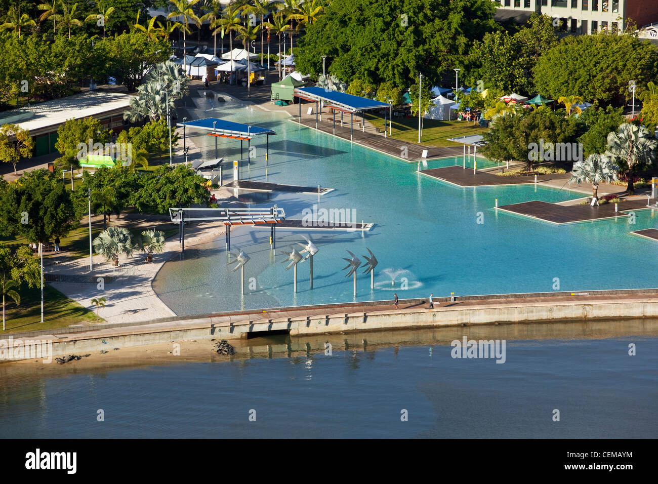 Aerial view of Esplanade lagoon. Cairns, Queensland, Australia Stock ...