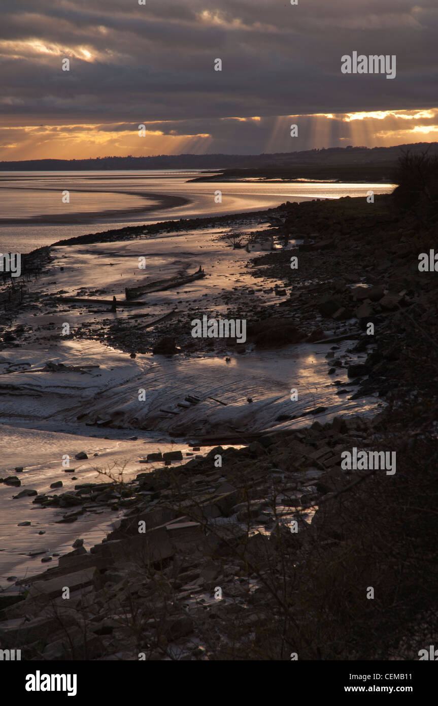 sunset over River Severn, Lydney, Gloucestershire, England Stock Photo ...