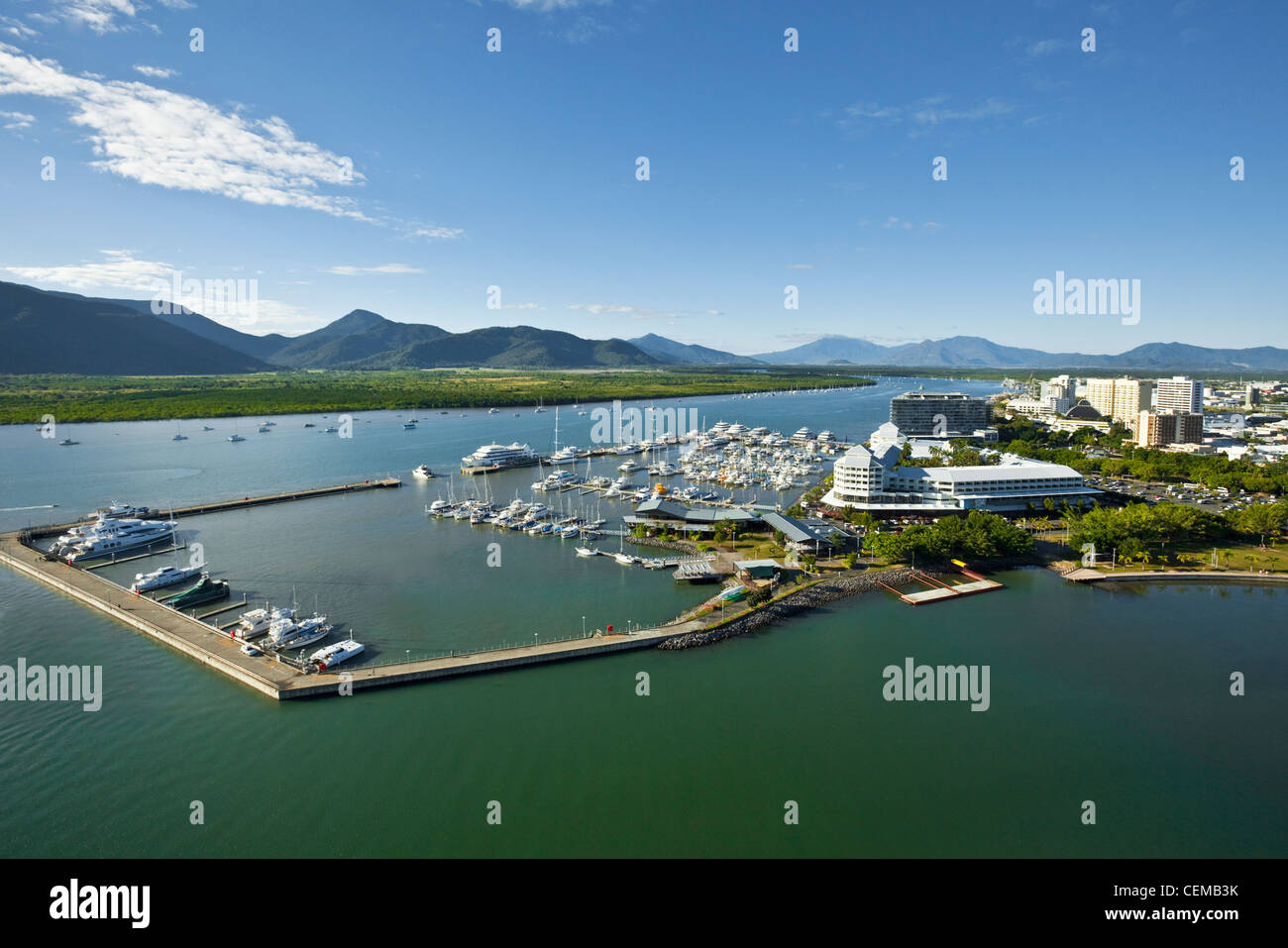 Aerial view of Marlin Marina with Trinity Inlet in background. Cairns ...