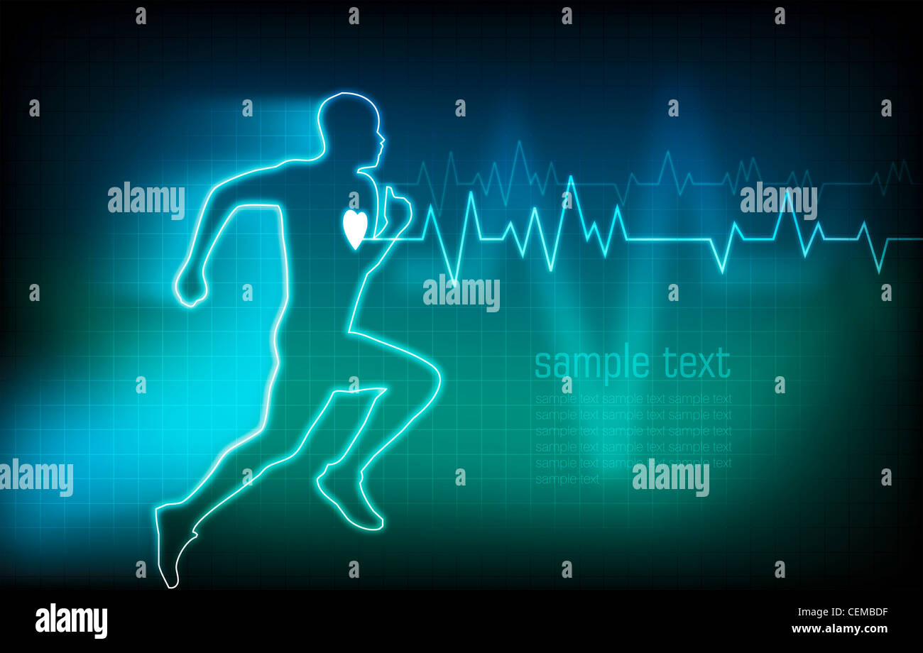Ecg and running human outline Stock Photo - Alamy