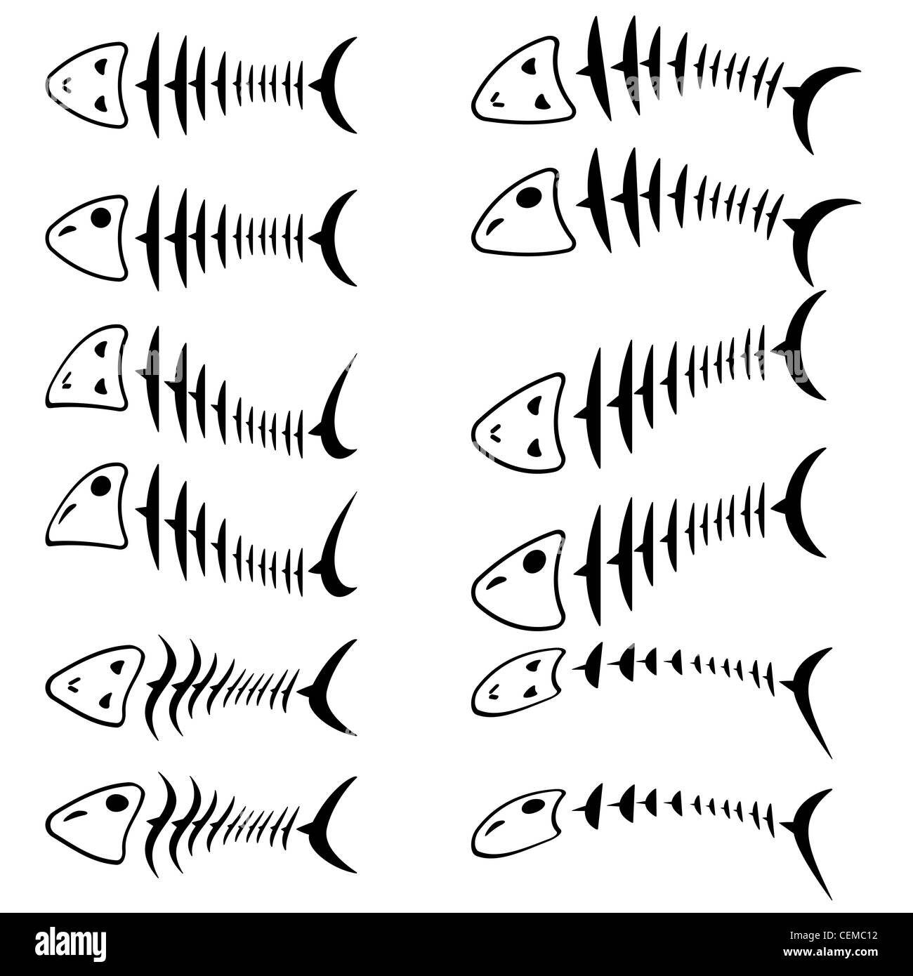A set of fish skeletons. Vector illustration Stock Photo - Alamy