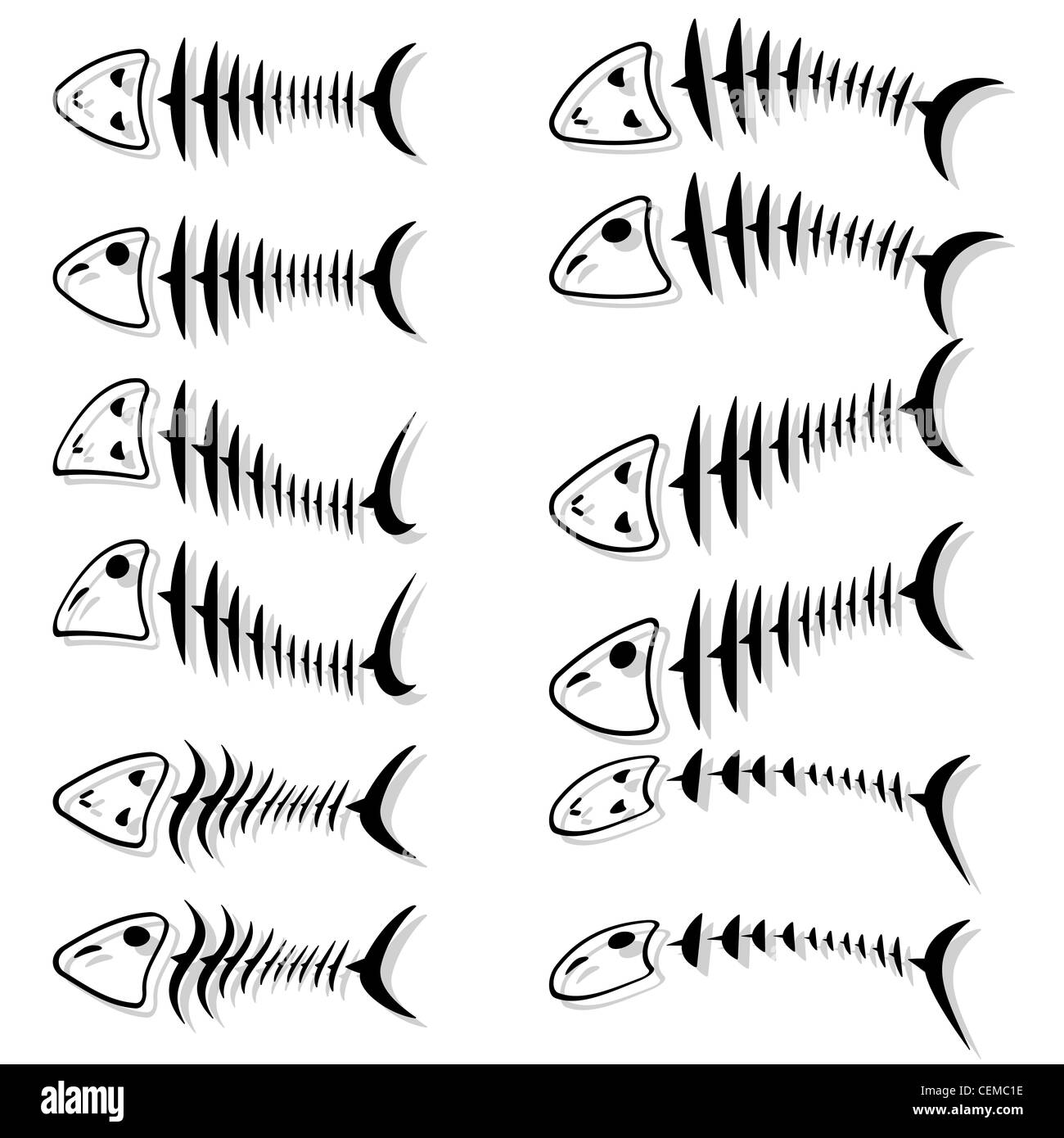 A set of fish skeletons. Vector illustration Stock Photo - Alamy