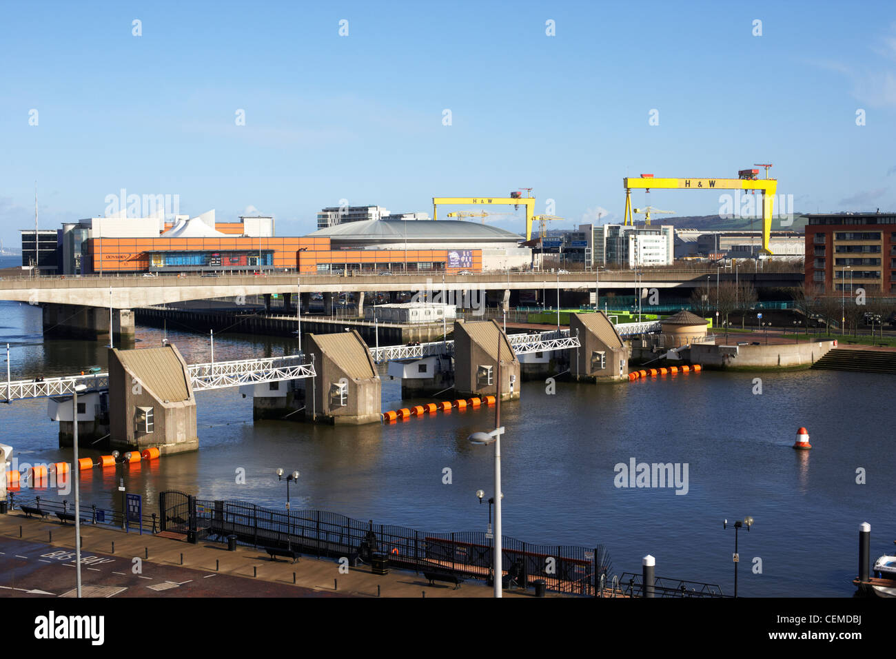 view over the river lagan belfast northern ireland Stock Photo - Alamy