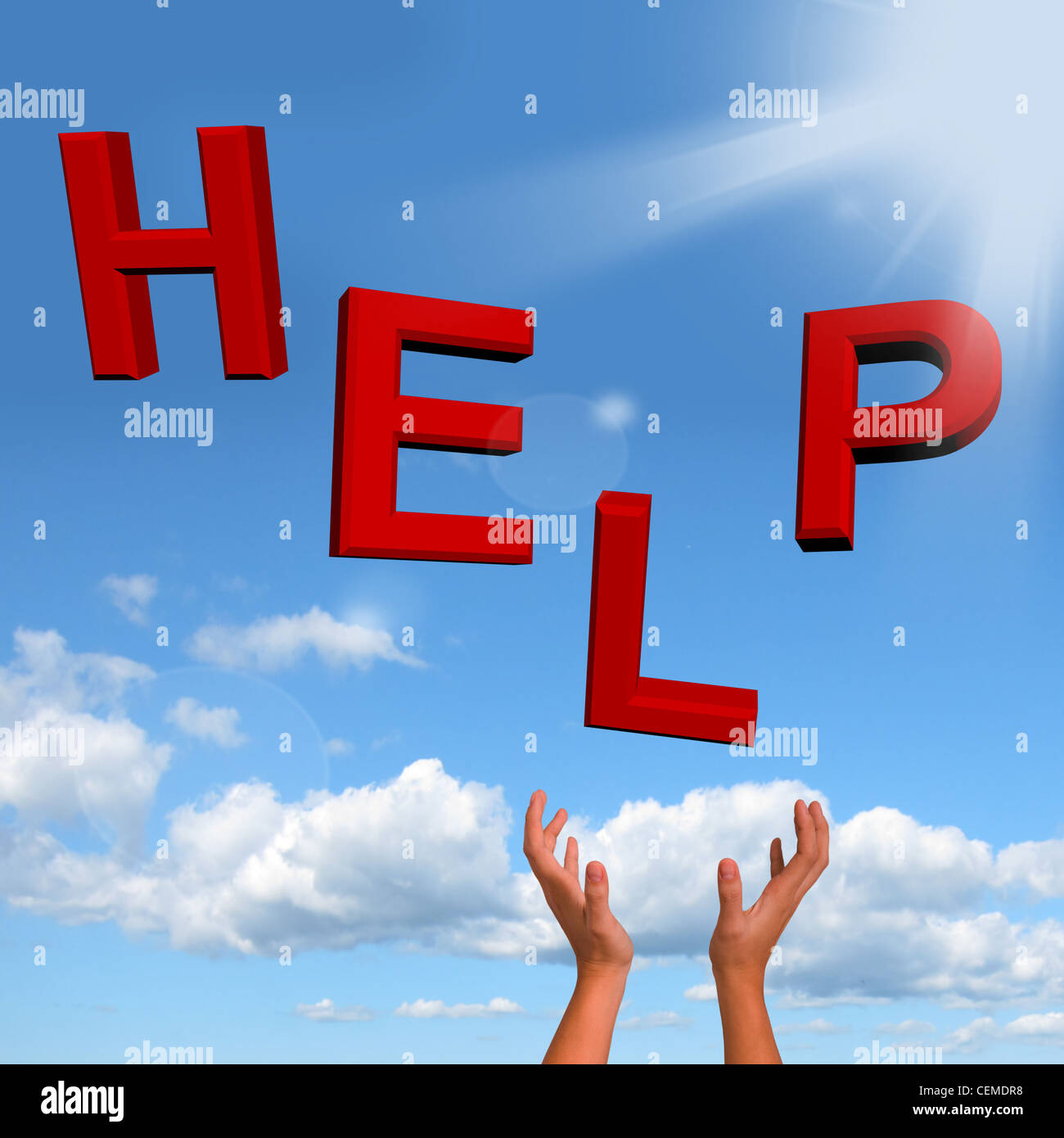Catching Help Letters As Symbol For Support And Advice Stock Photo - Alamy