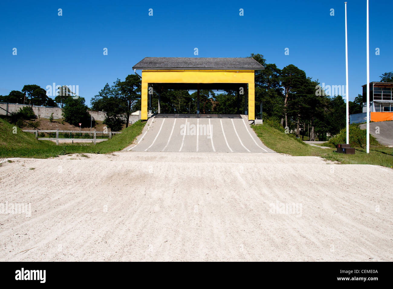 View of a BMX track starting place Stock Photo - Alamy