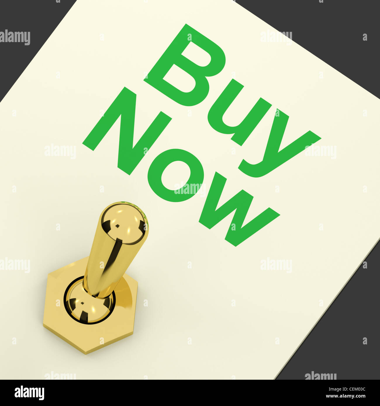 Buy Now Switch On As Symbol for Commerce And Purchasing Stock Photo - Alamy