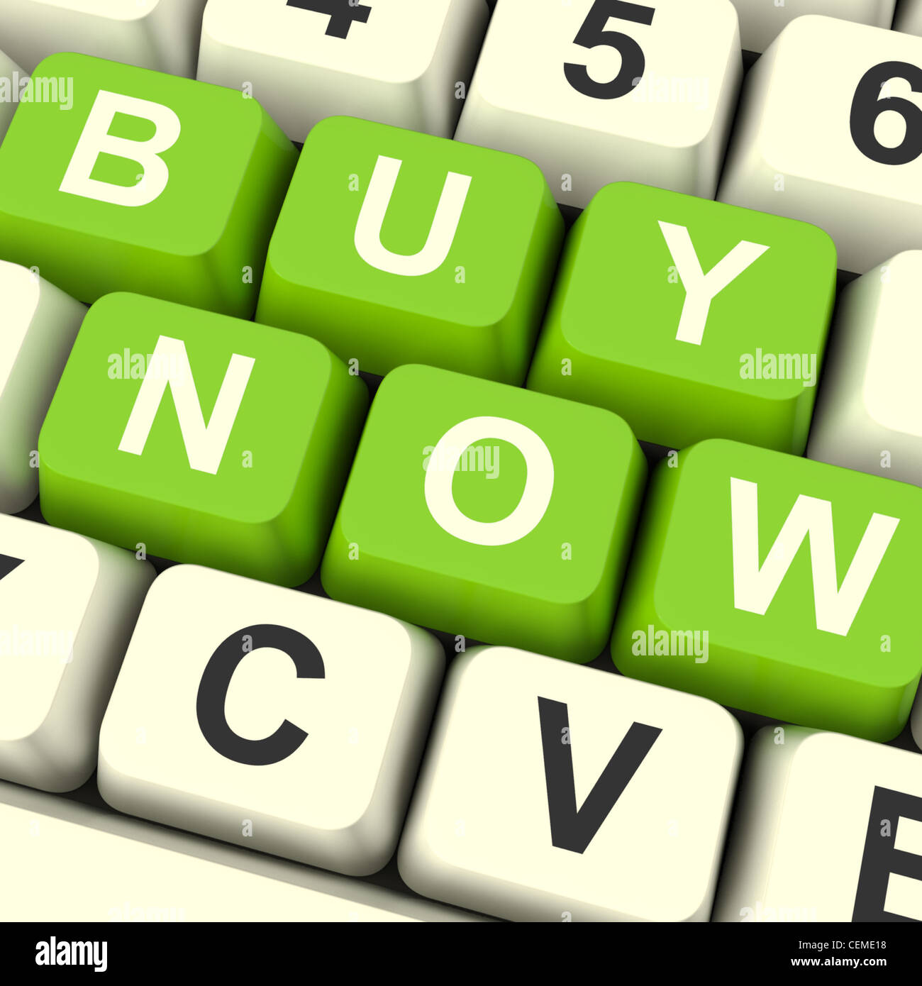 Buy Now Computer Keys In Green As Symbol for Commerce And Purchasing ...