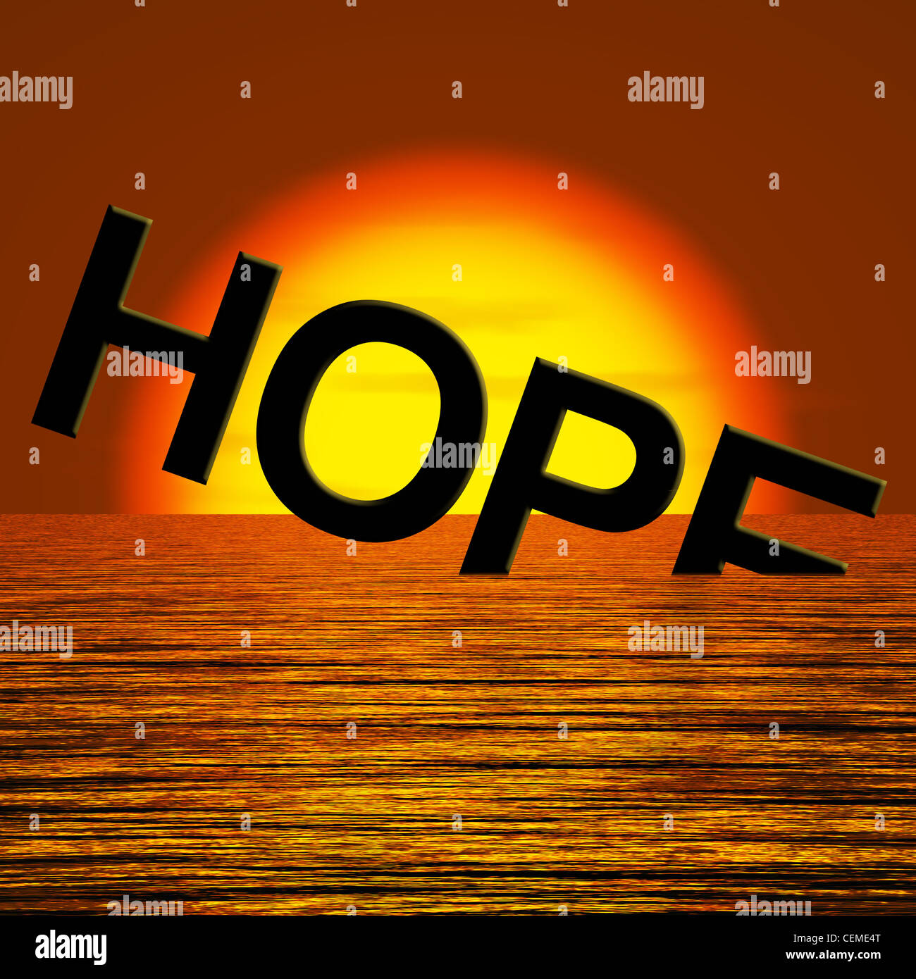 Hope Word Sinking In The Sea Showing Despair And Depression Stock Photo ...