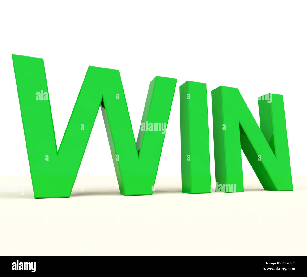 Win Word On Table Representing Success And Victories Stock Photo - Alamy
