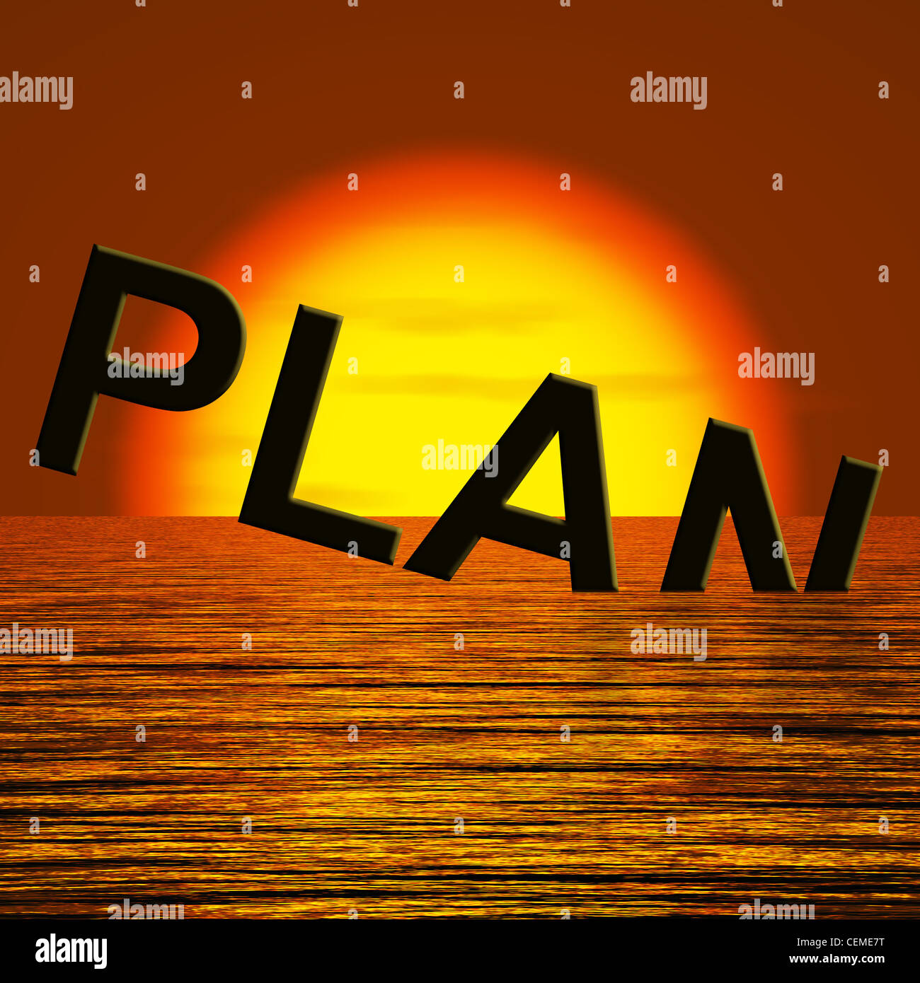 Plan Word Sinking In The Sea As Symbol for Failing Goals Stock Photo ...