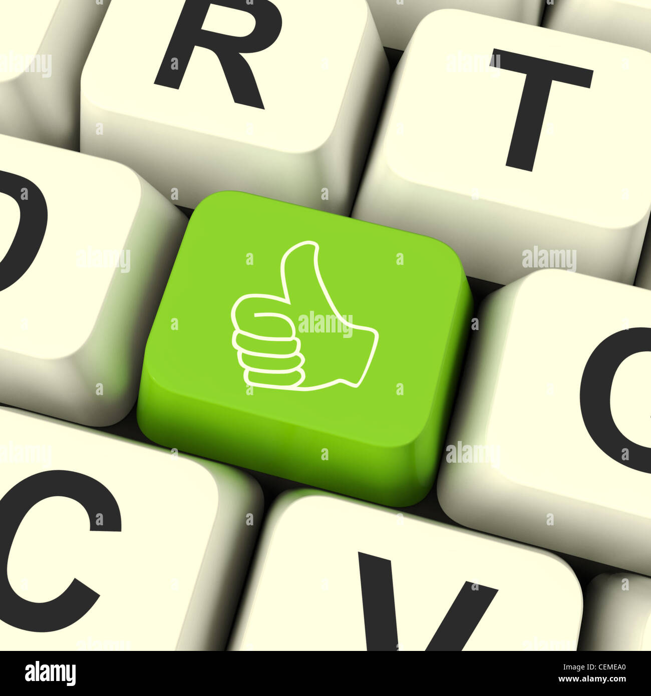Thumbs Up Computer Key Meaning Approval And Being A Fan Stock Photo - Alamy