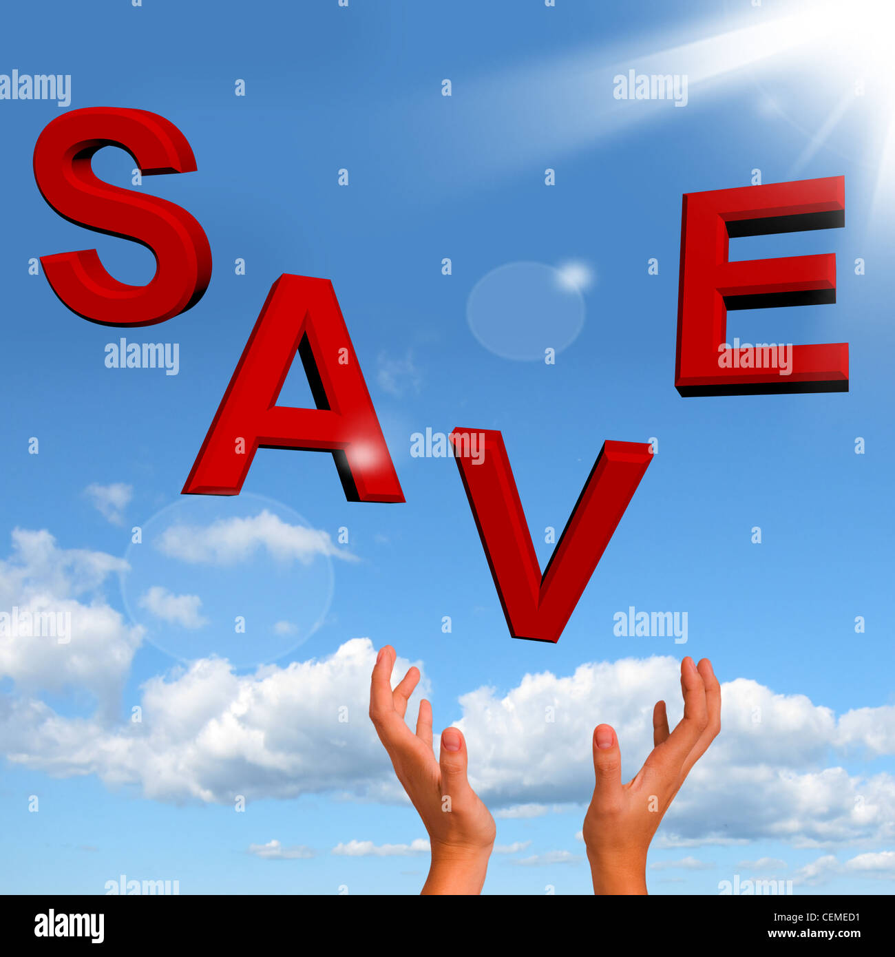 Catching Save Word As Symbol For Discounts Or Promotions Stock Photo ...