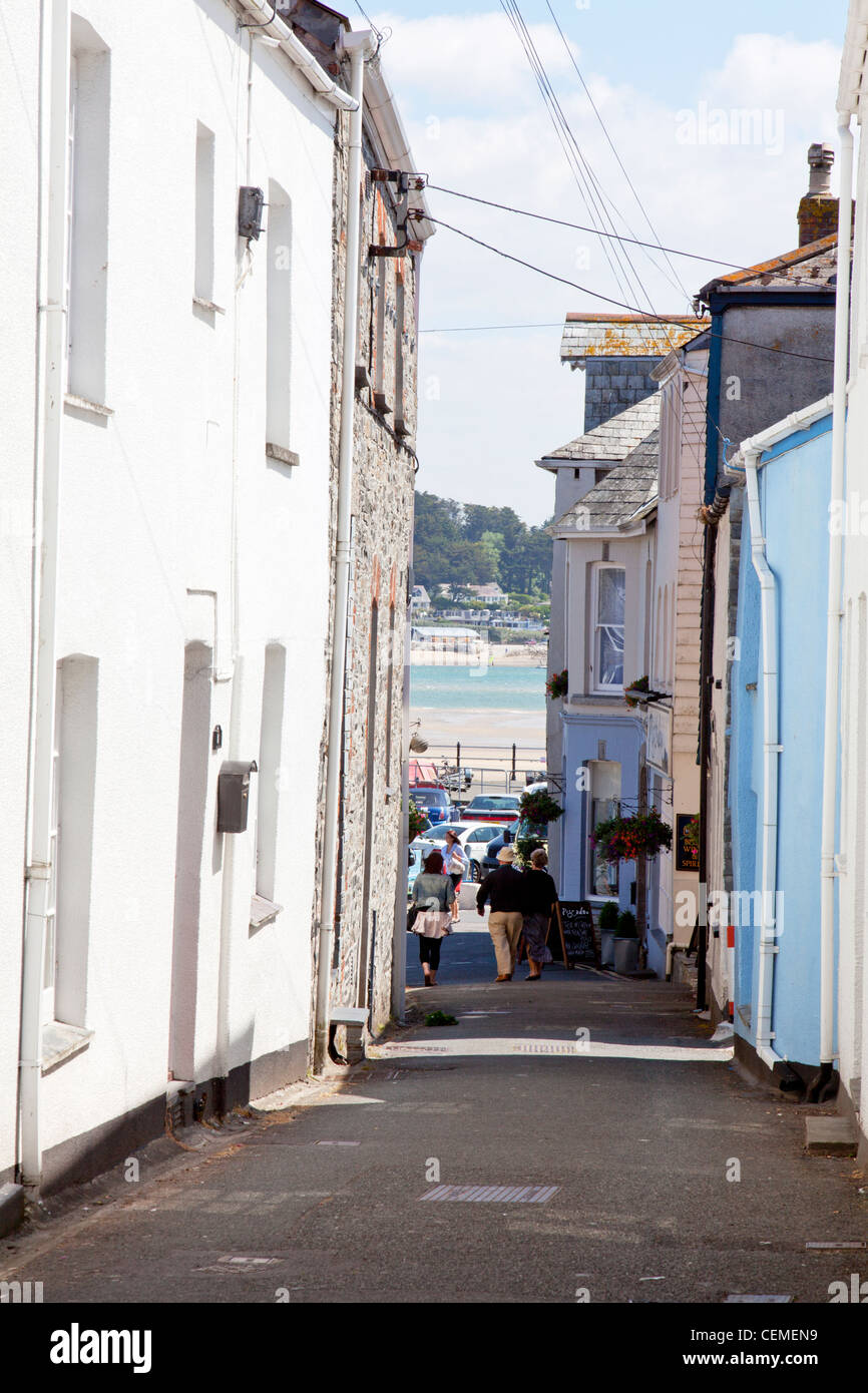 Padstow in Cornwall England, iconic fishing town with narrow paths into ...