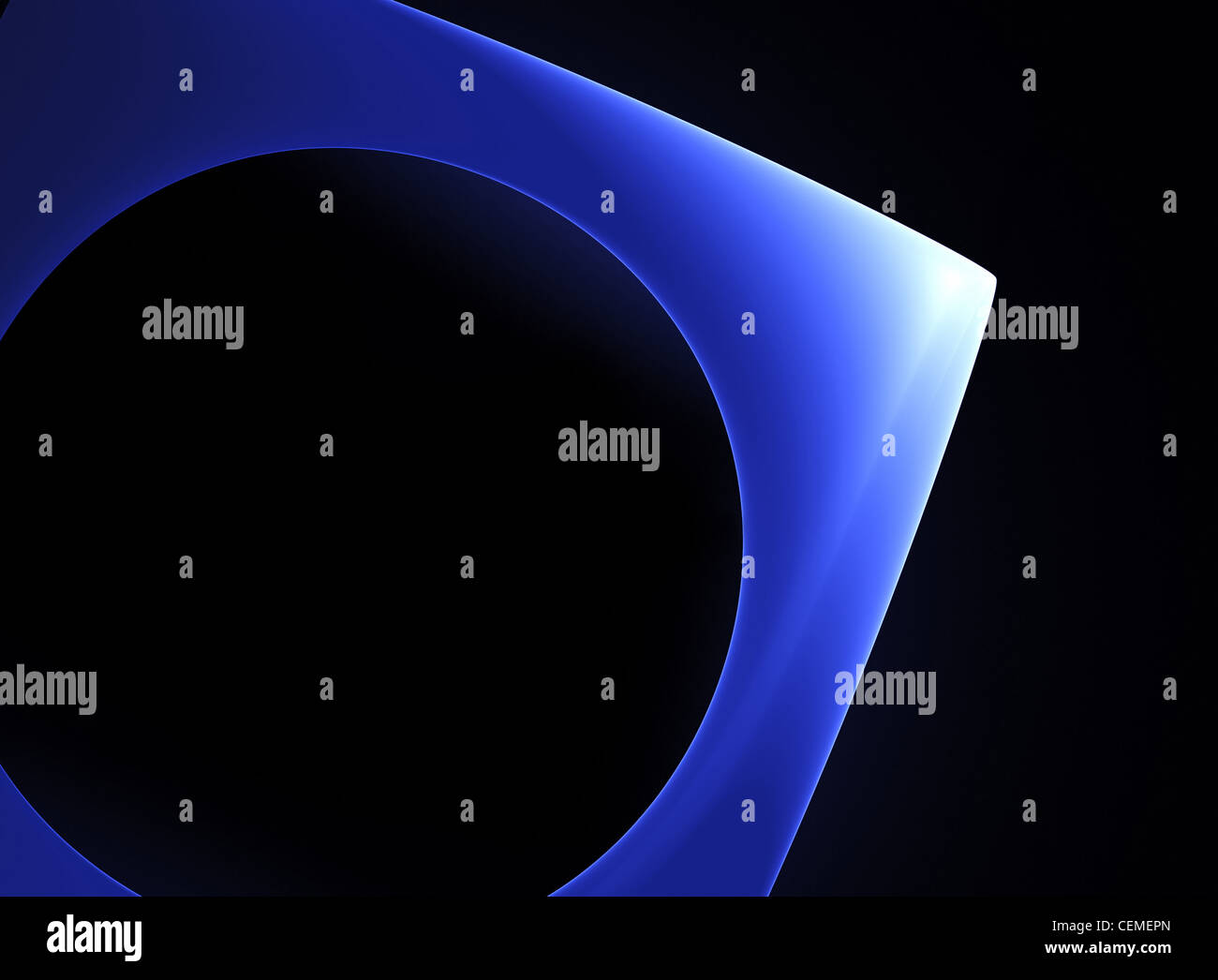 Abstract blue shape with hole on black Stock Photo - Alamy