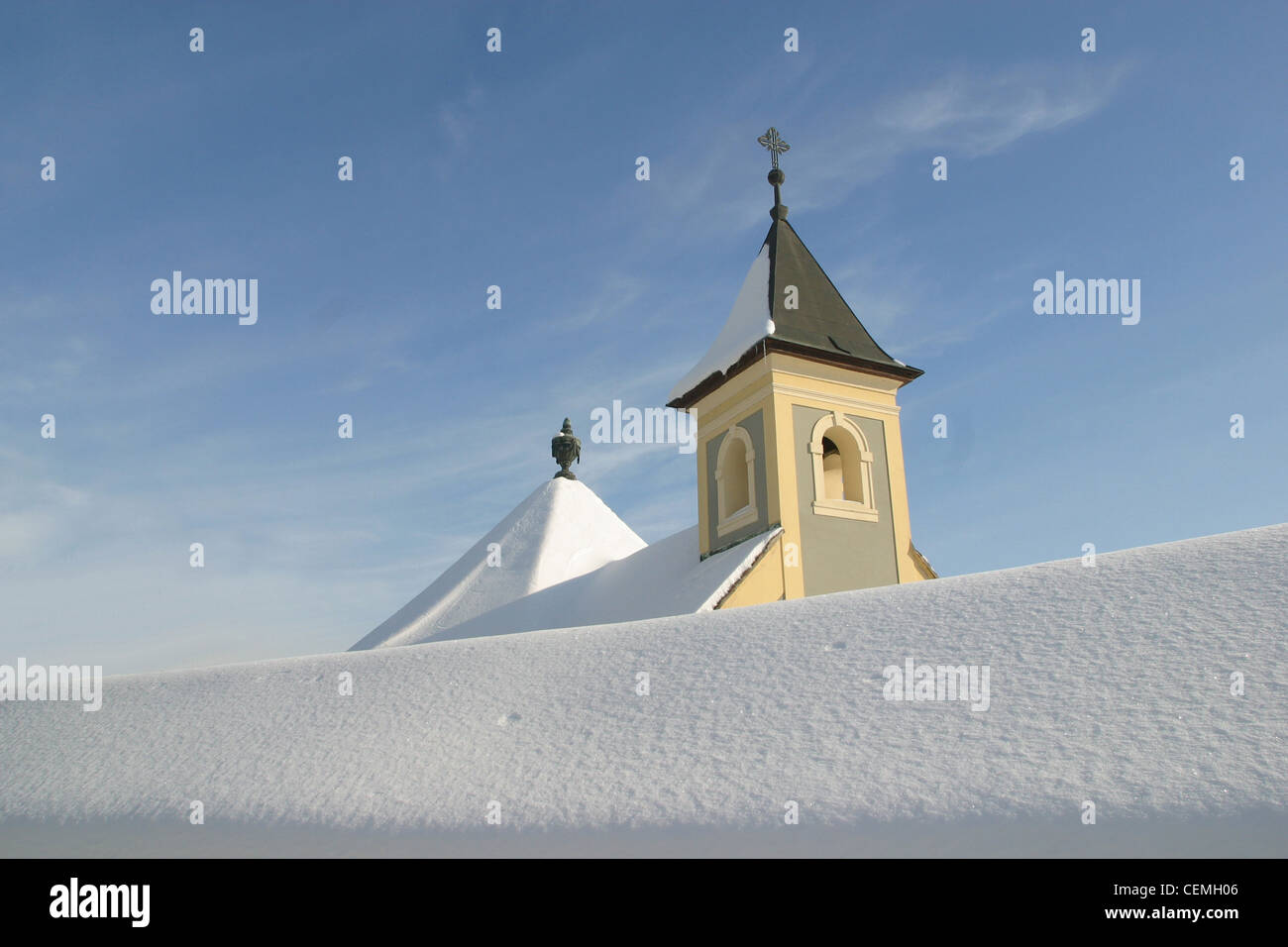 Church in snow Stock Photo - Alamy
