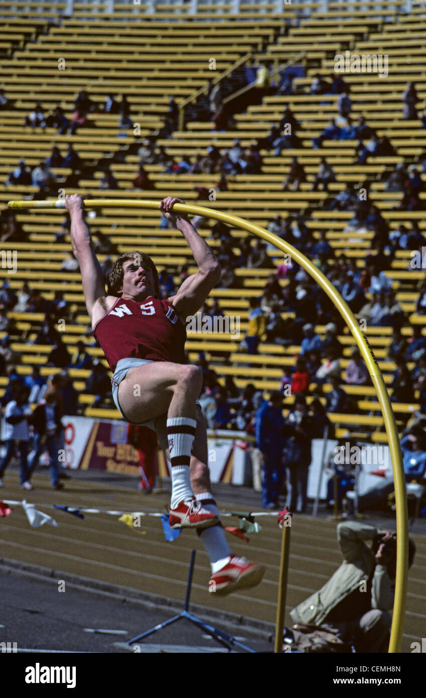 Athlete pole vault at Husky Stadium track meet University of Washington ...