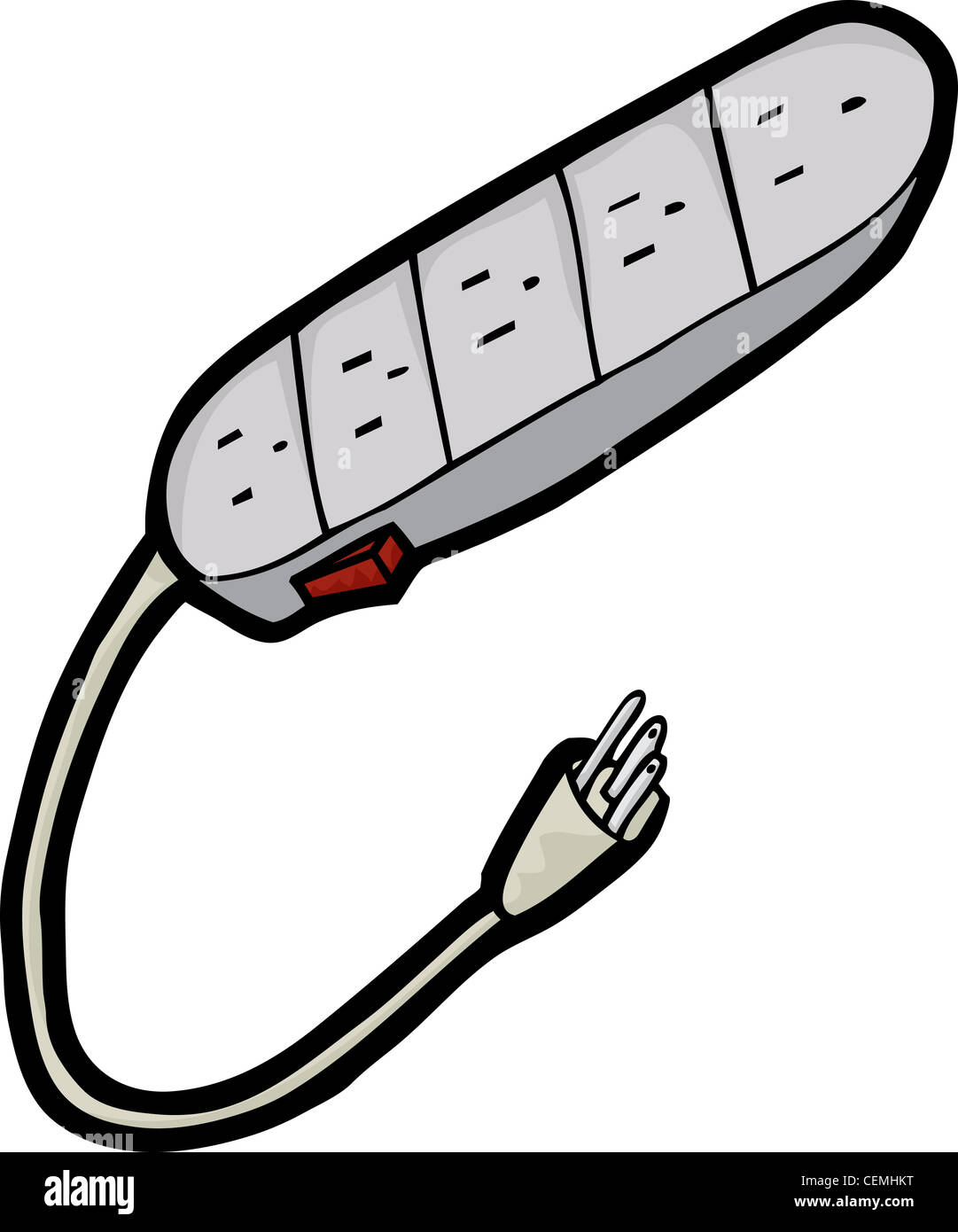 Isolated 5 plug power strip isolated over white Stock Photo - Alamy
