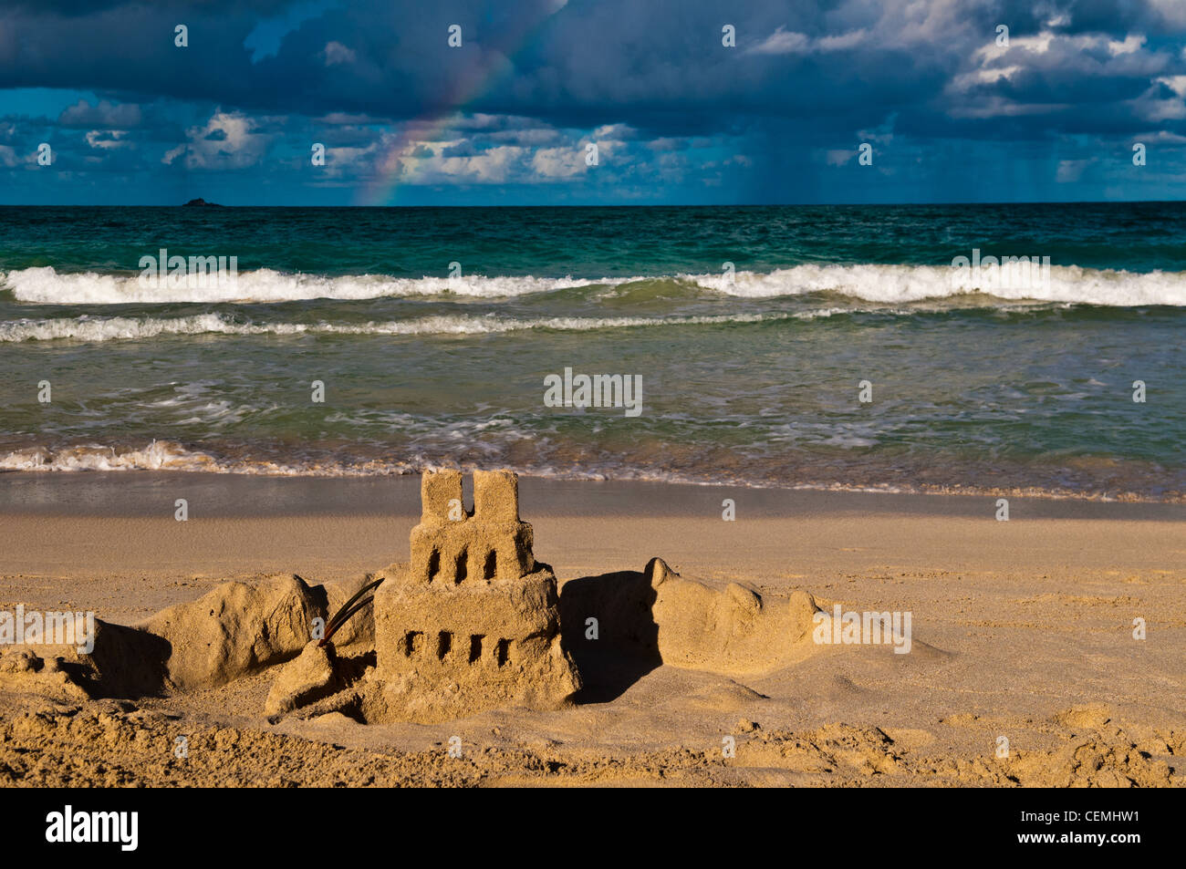 Sand Castle on Kailua Beach, Oahu, Hawaii Stock Photo - Alamy
