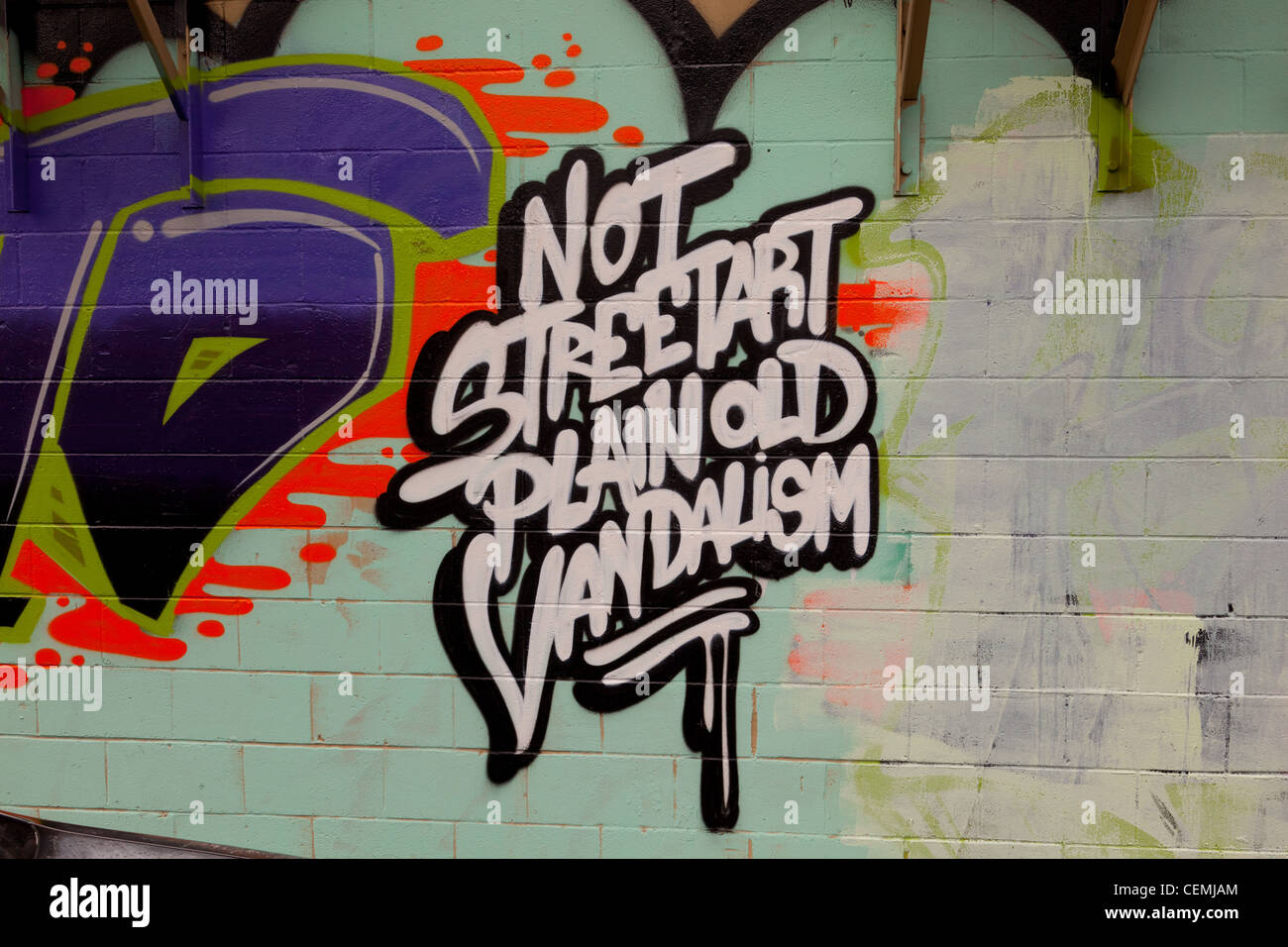 Contemporary street art, Not street art, plain old vandalism Stock ...