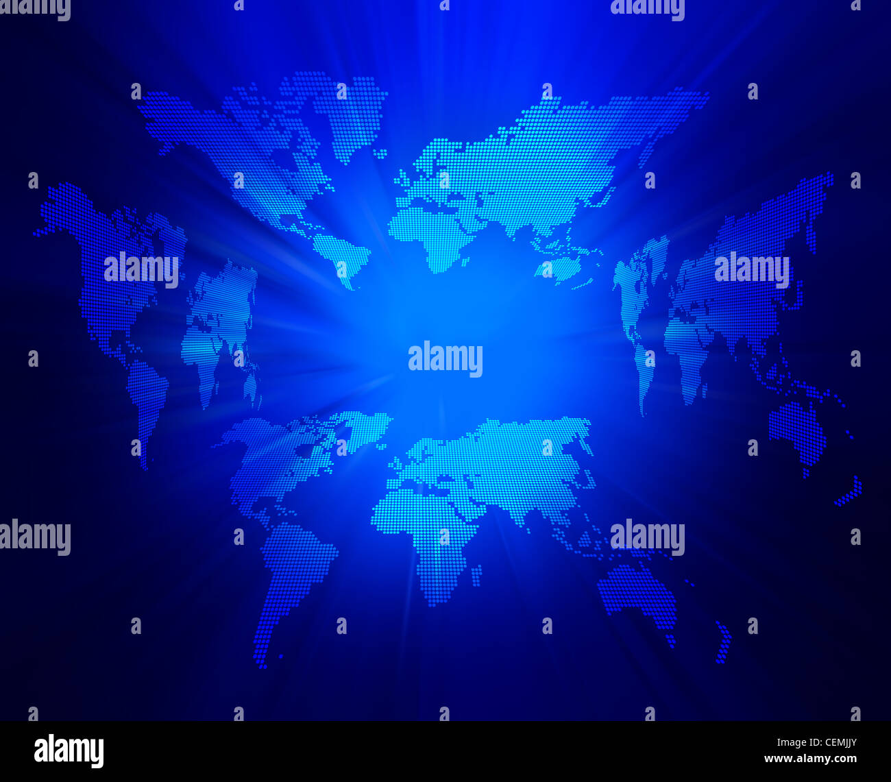 Dot World map business background. Blue colors lights on background ...