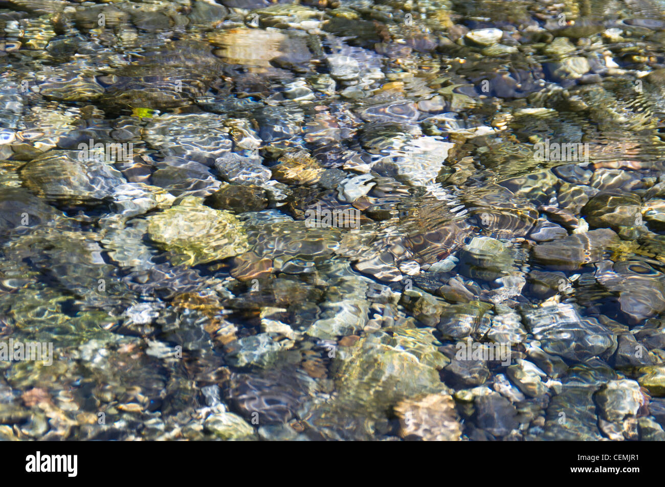 Rippled background showing pebbles through clear water Stock Photo - Alamy