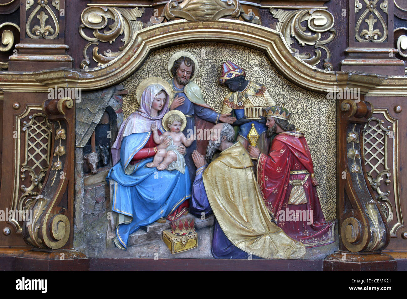 Nativity Scene, Adoration of the Magi Stock Photo - Alamy
