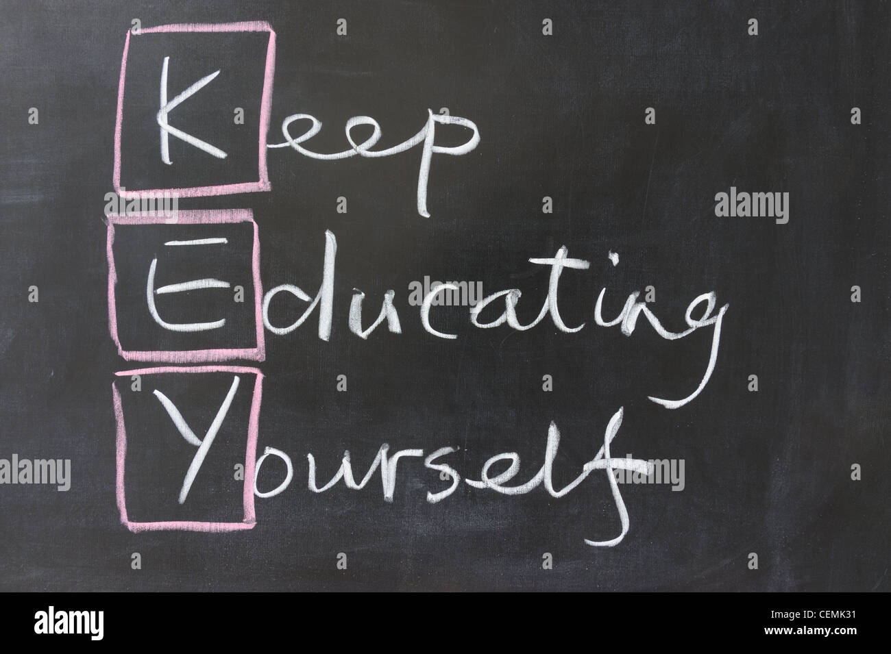 Chalk drawing - Keep educating yourself Stock Photo - Alamy