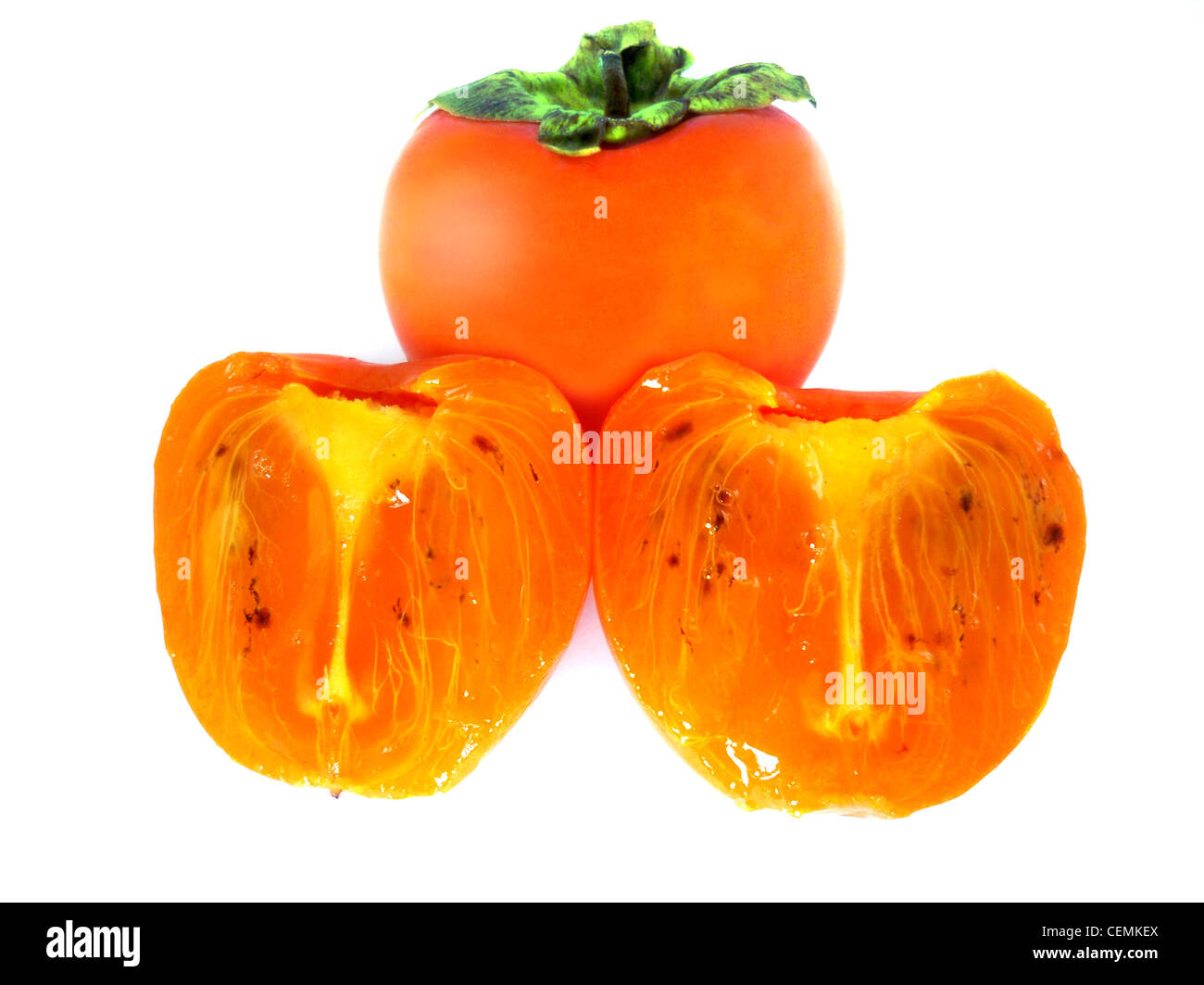 Ripe persimmons isolated on white background Stock Photo - Alamy