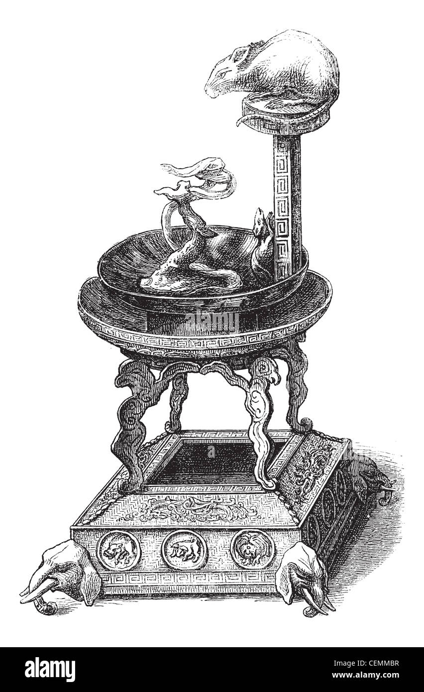 Collection Cernuschi. - Japanese lamp. - Drawing Feart, vintage ...