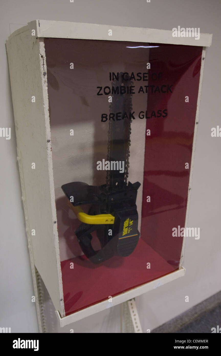 MIT hack prank zombie attack boxes chainsaw -- "in case of zombie ...