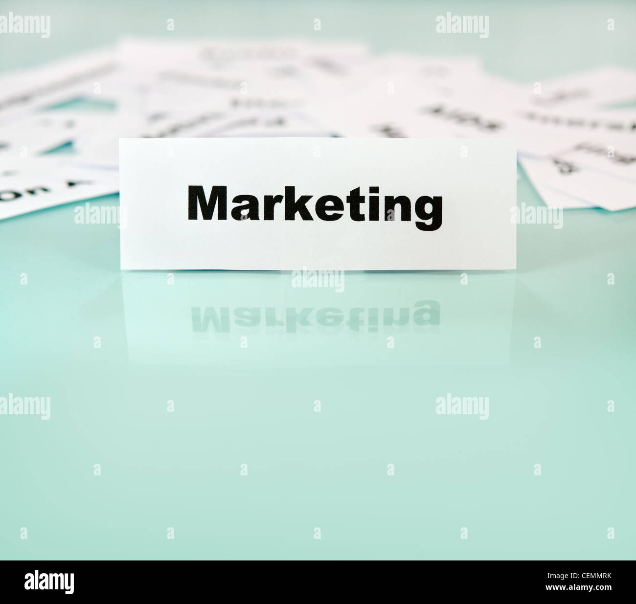 Marketing sign or word on a piece of paper Stock Photo - Alamy