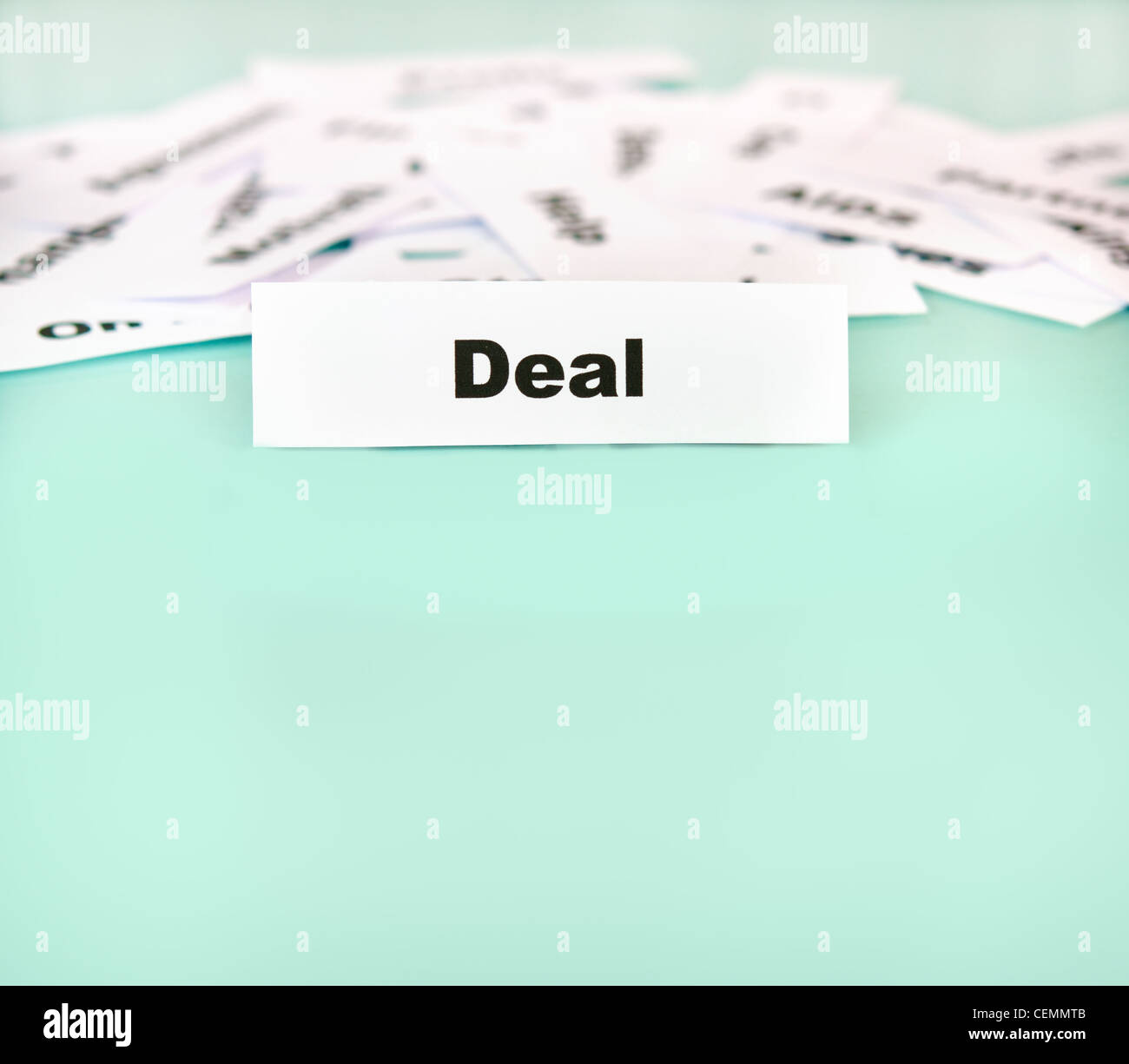 Piece of paper with deal word,sign or text on it Stock Photo - Alamy