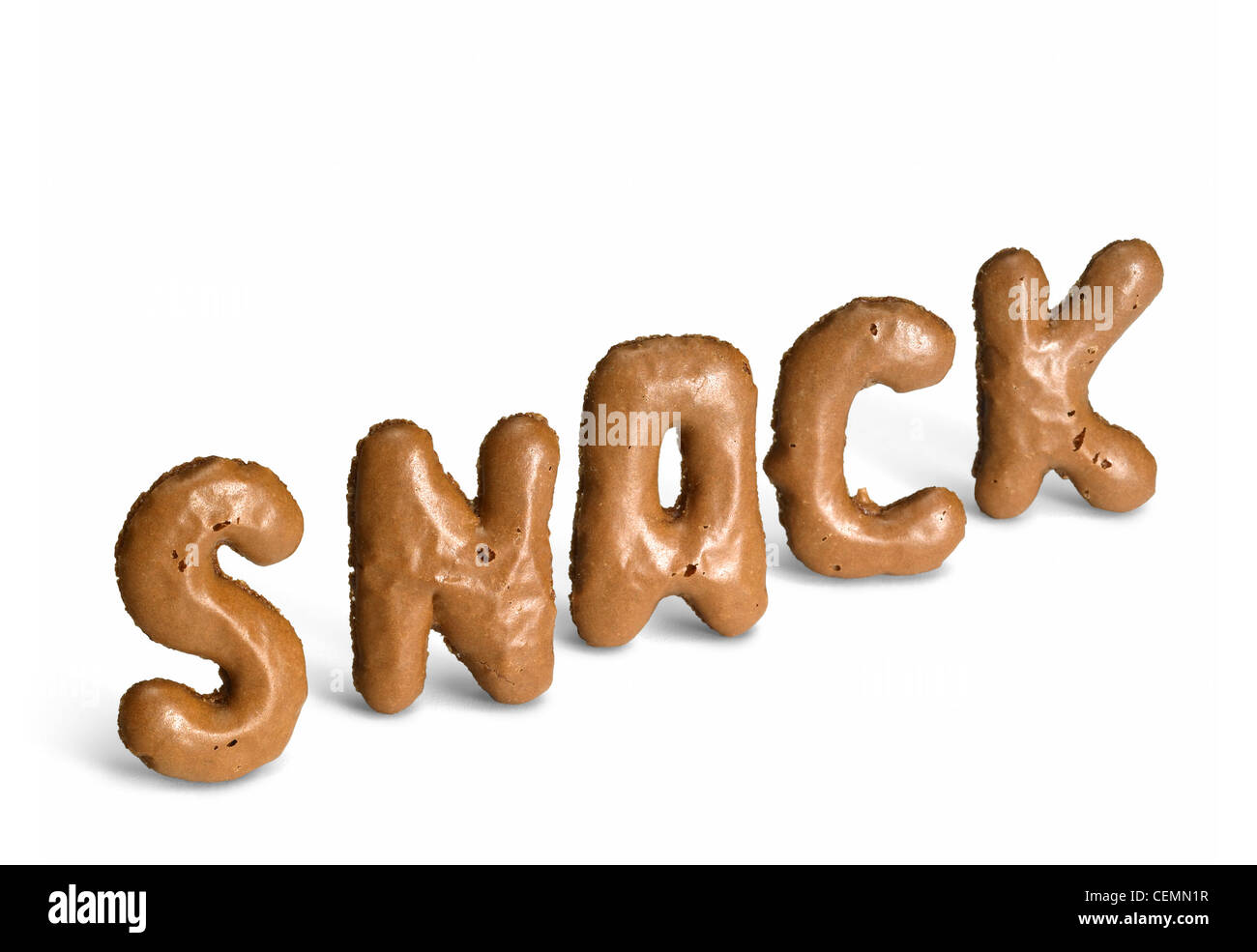 "snack" written with cookie types in white back with shadow Stock Photo ...