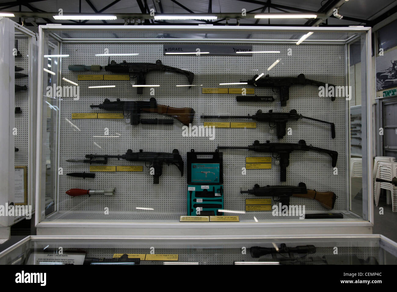 Collection of Uzi sub-machine guns displayed at the Israel Defense ...