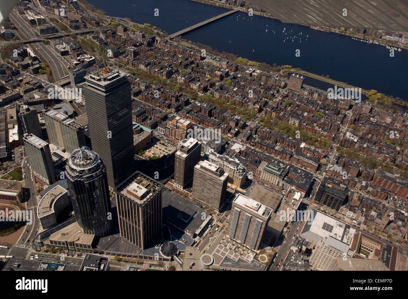 Boston's Back Bay area and downtown as seen from the air on April 26 ...