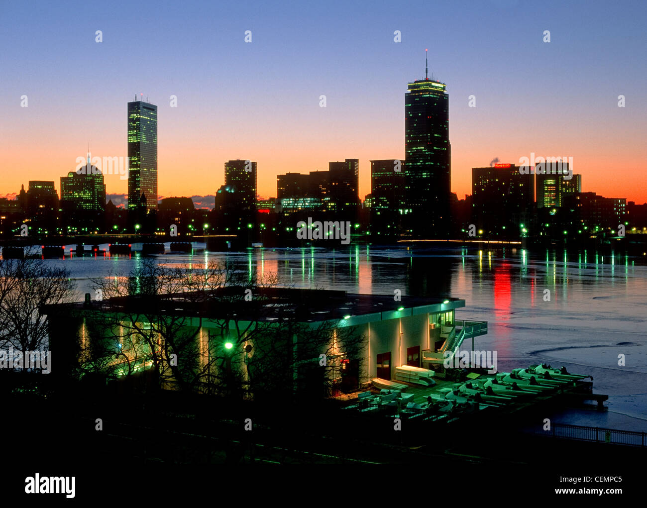 MIT's Pierce Boathouse and Boston's Back Bay Stock Photo - Alamy