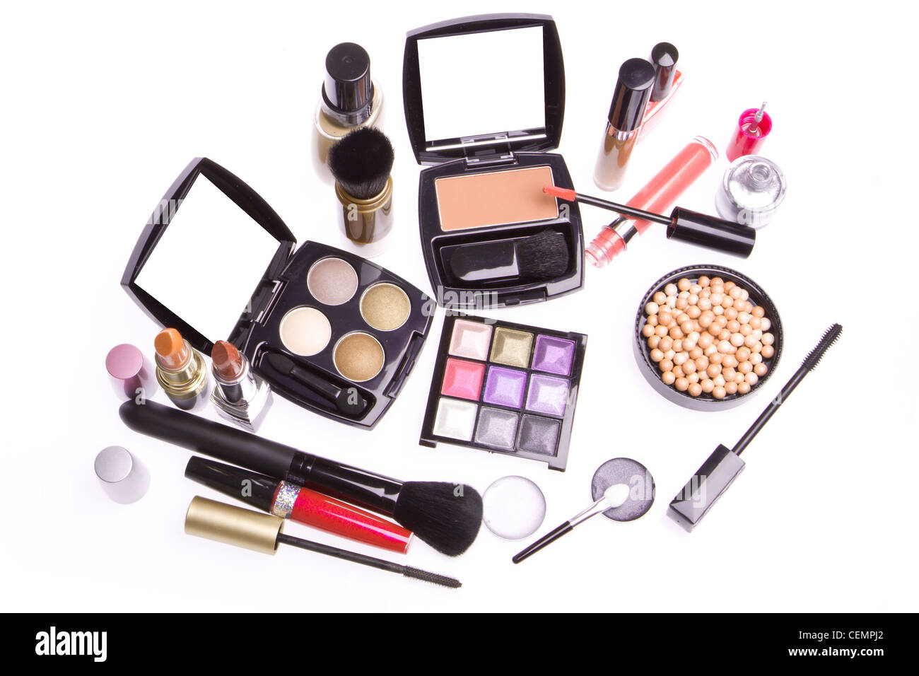 makeup set isolated on white background Stock Photo - Alamy