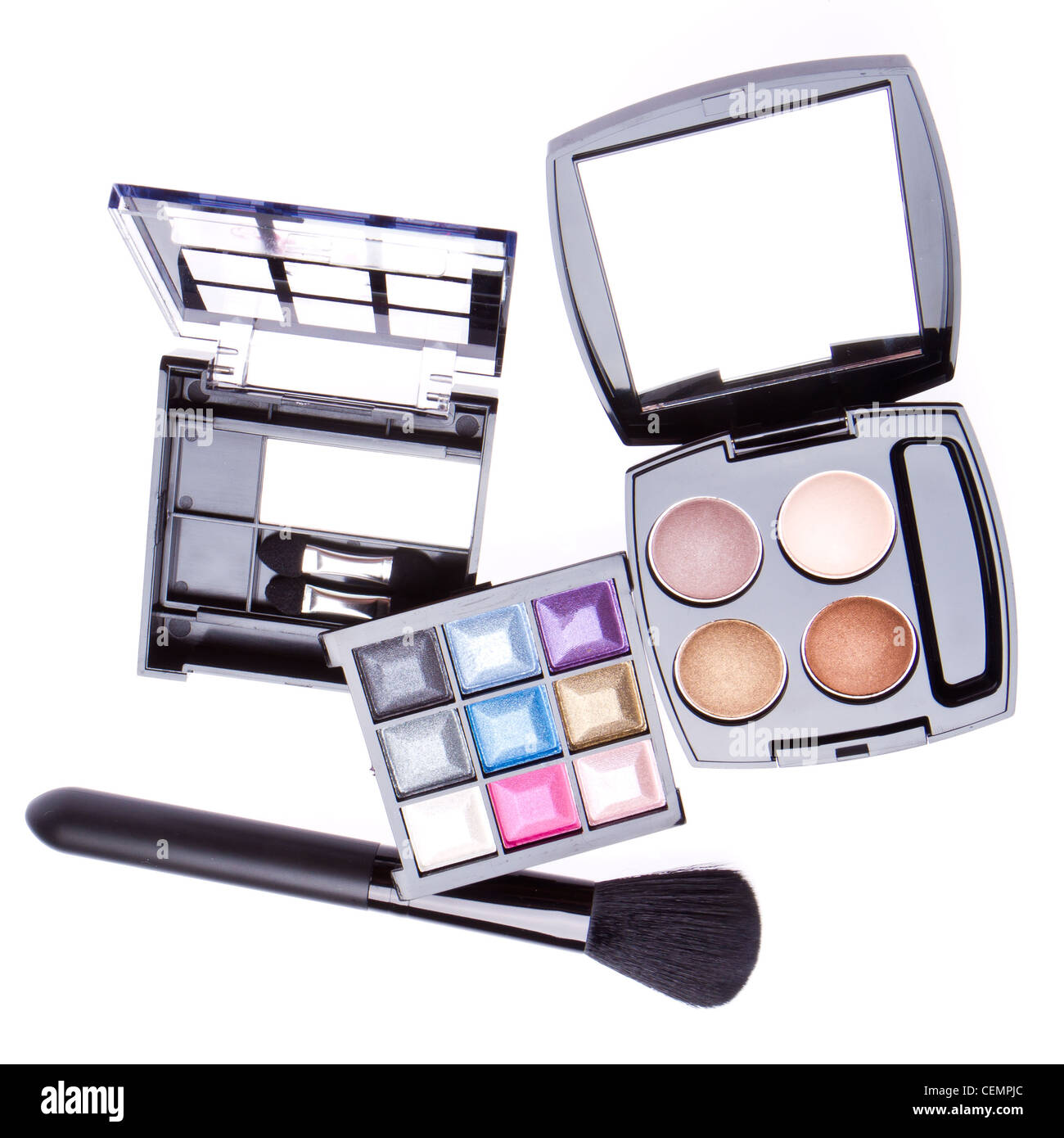 set of compact eyeshadows isolated on white Stock Photo - Alamy