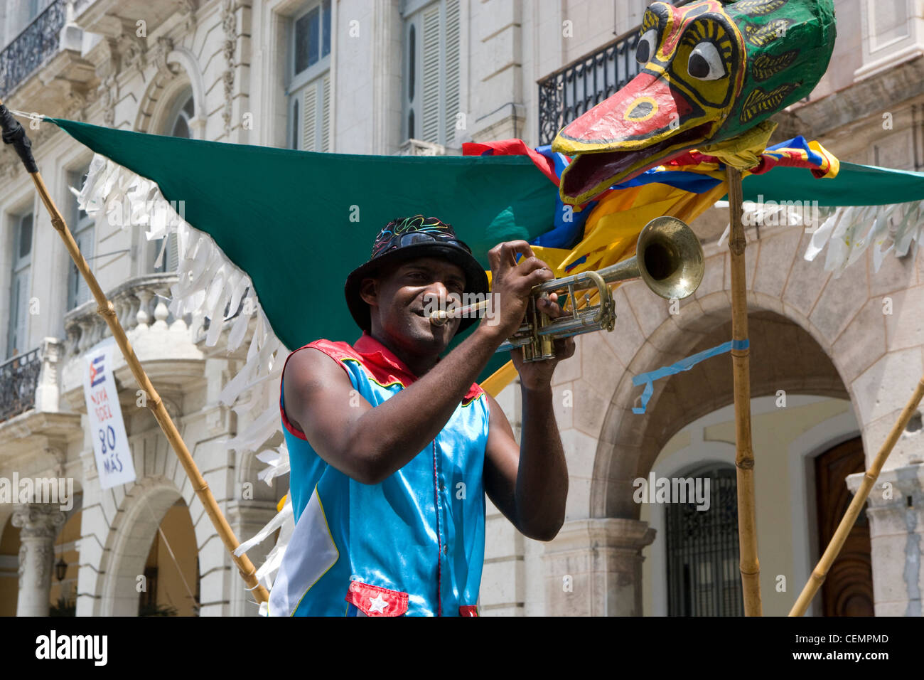 Havana: carnival trumpet player Stock Photo - Alamy