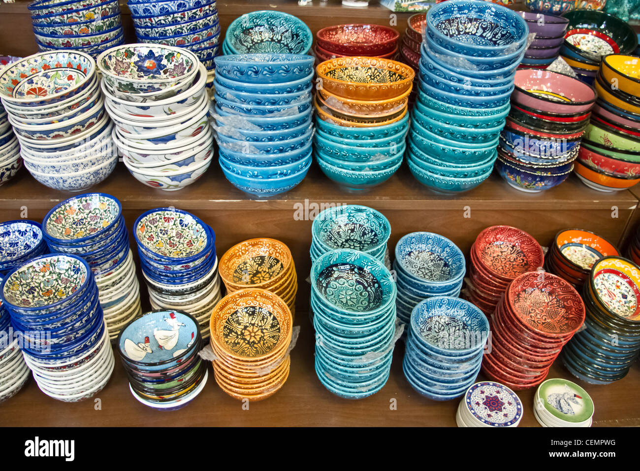 Turkish style ceramic tiles small plates objects Stock Photo - Alamy
